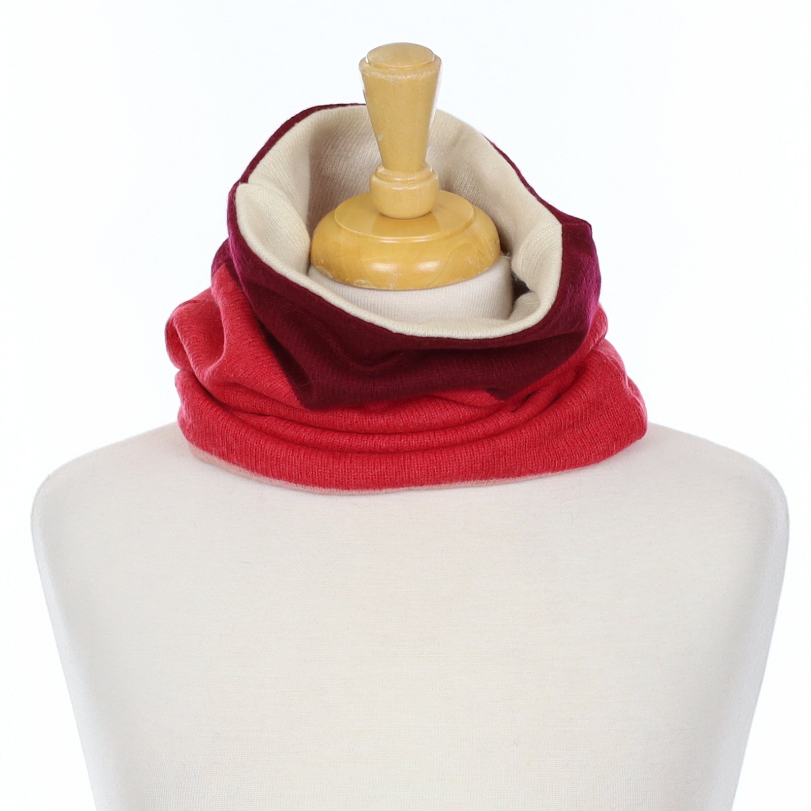 Ruby Red Stripe and Oatmeal Luxury Double Layered Snood