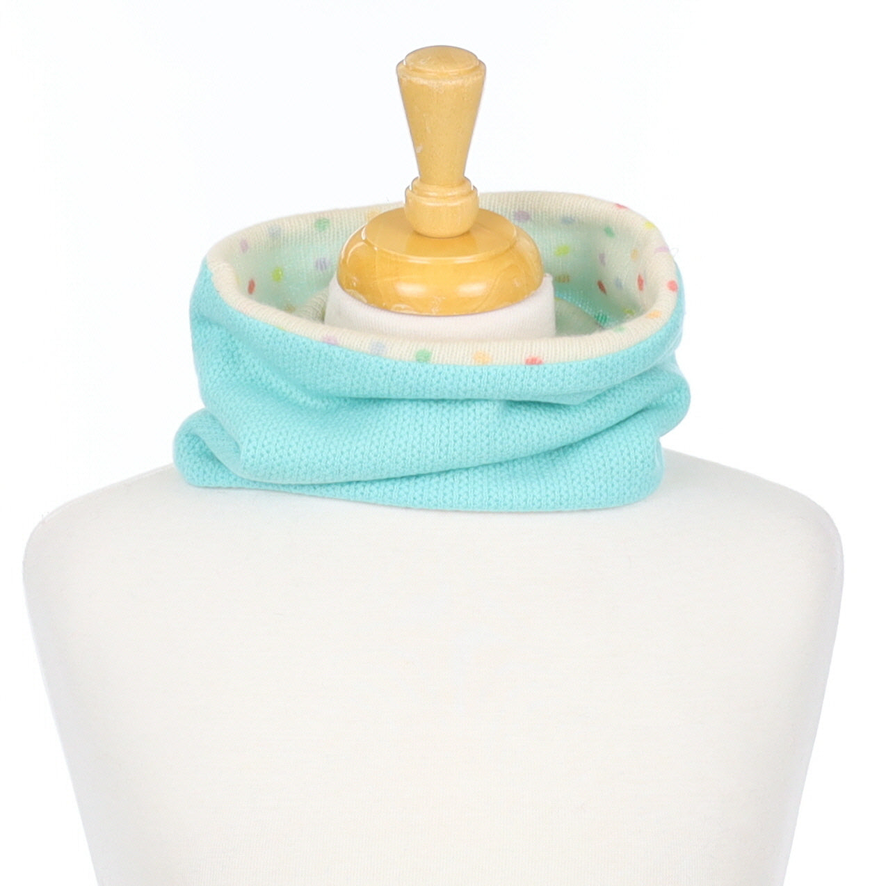 Aqua Textured and Cream Spotty Neck Warmer