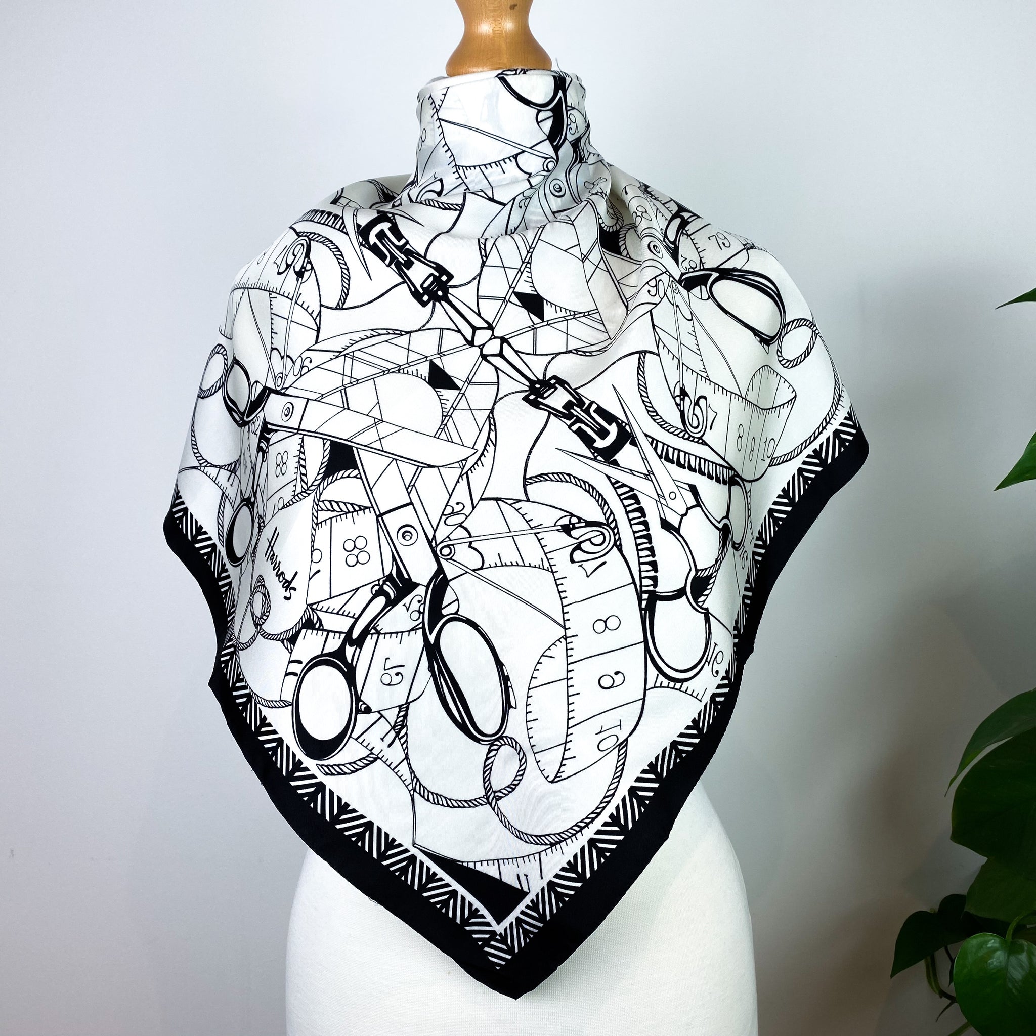 Harrods Monochrome Silk Scarf