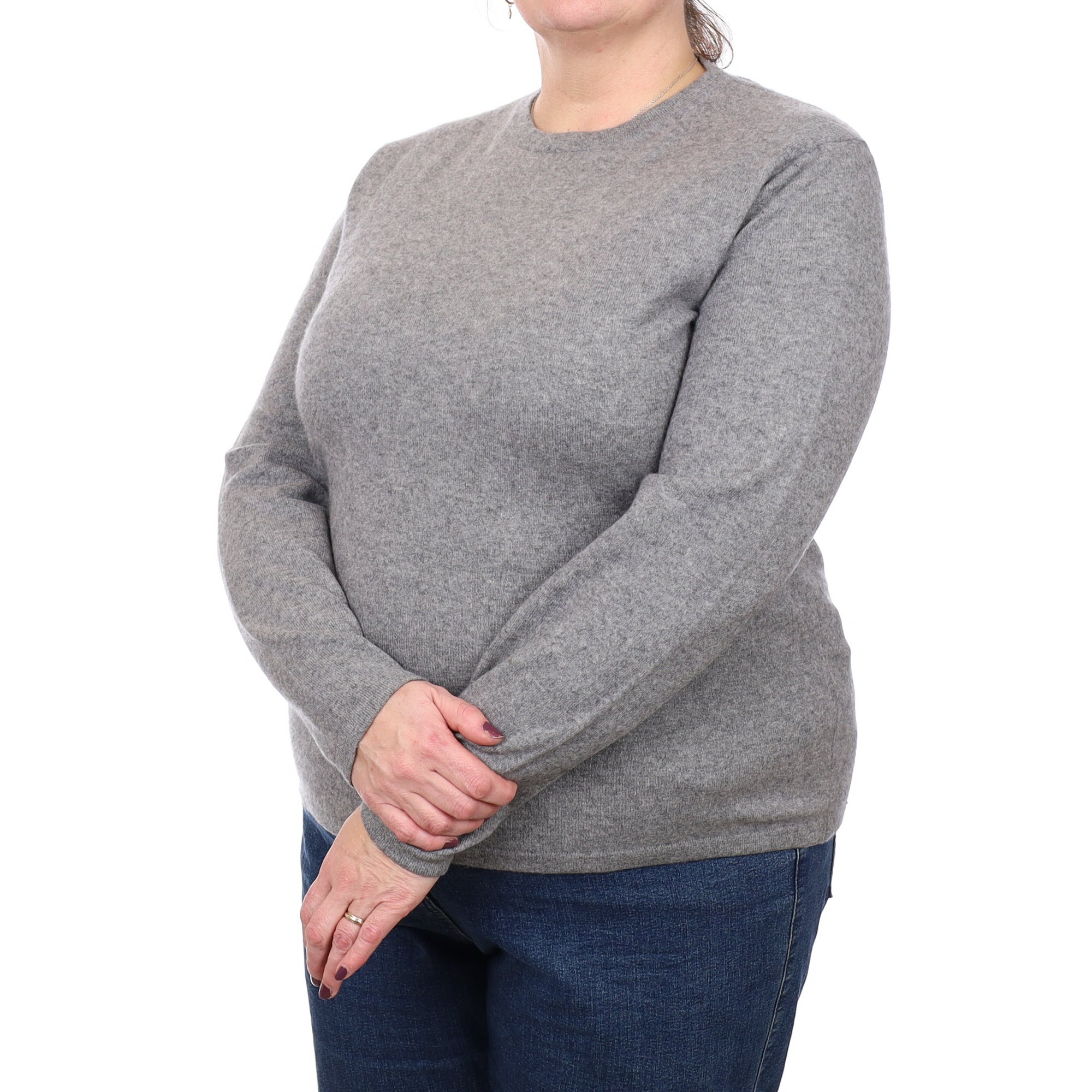 Ash Grey Cashmere Crew Neck Jumper Extra Large