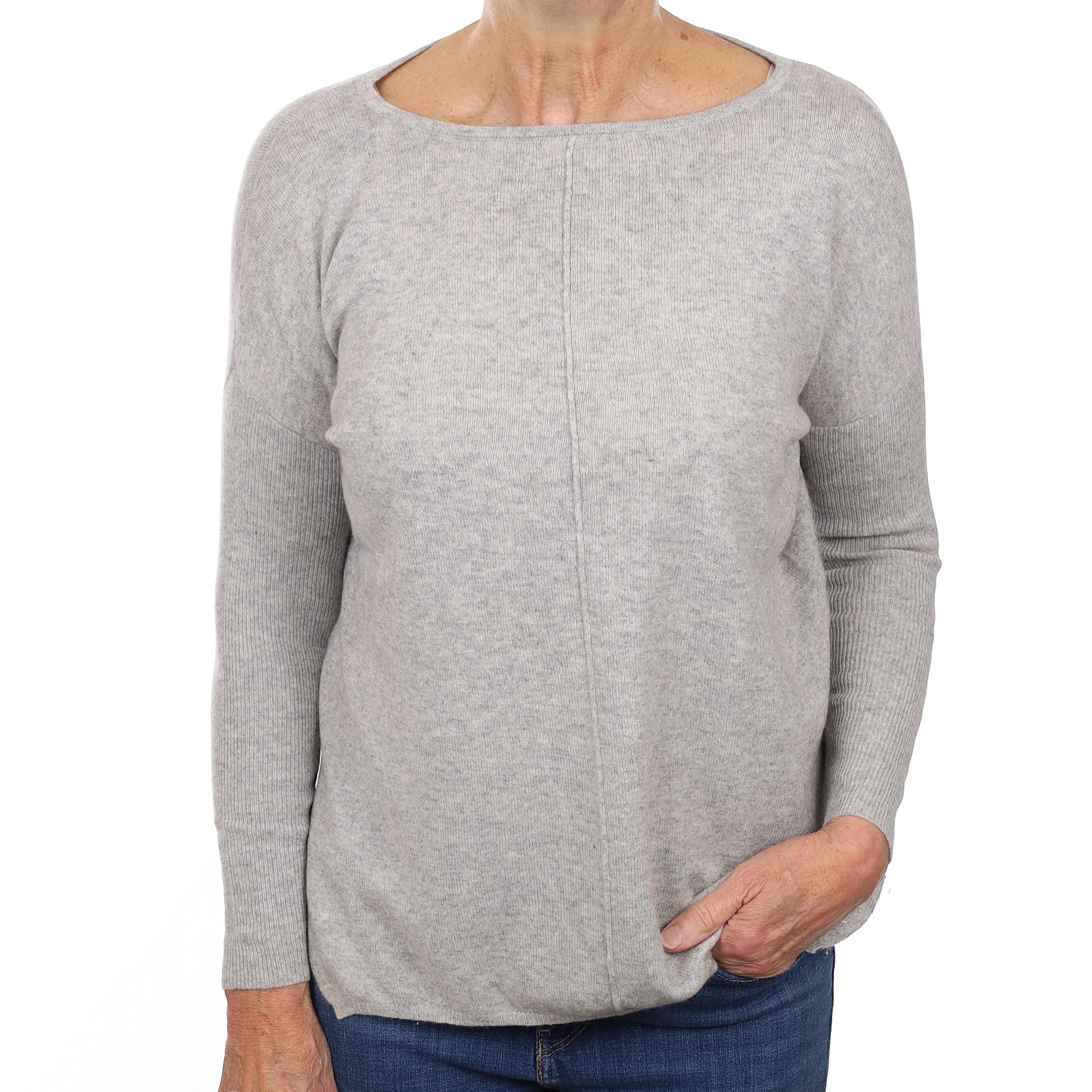 Smoke Grey Cashmere Crew Neck Jumper Medium