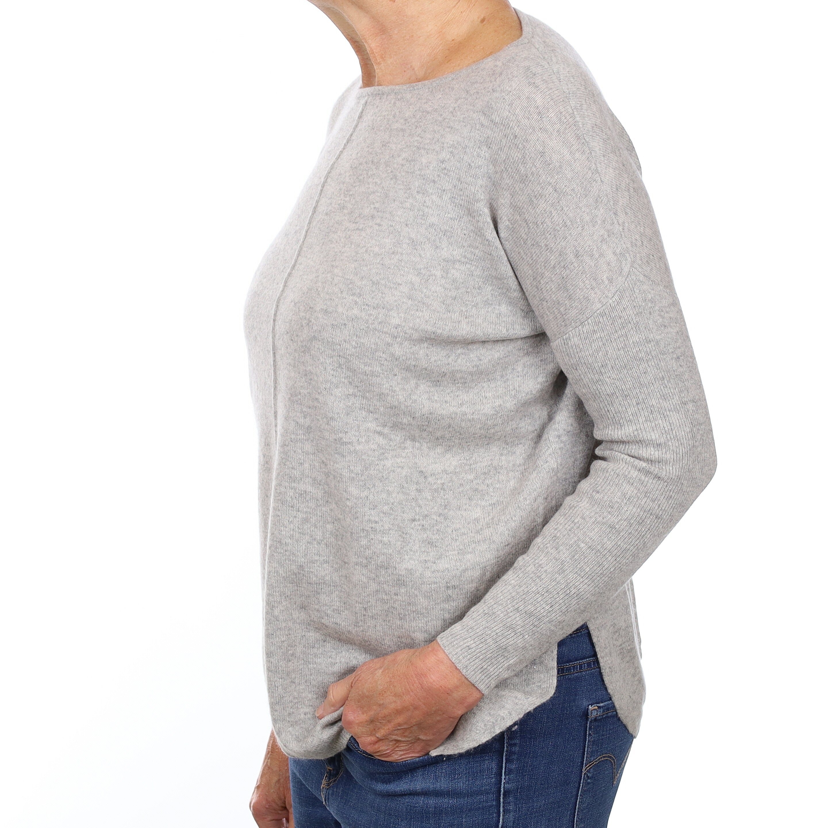 Smoke Grey Cashmere Crew Neck Jumper Medium