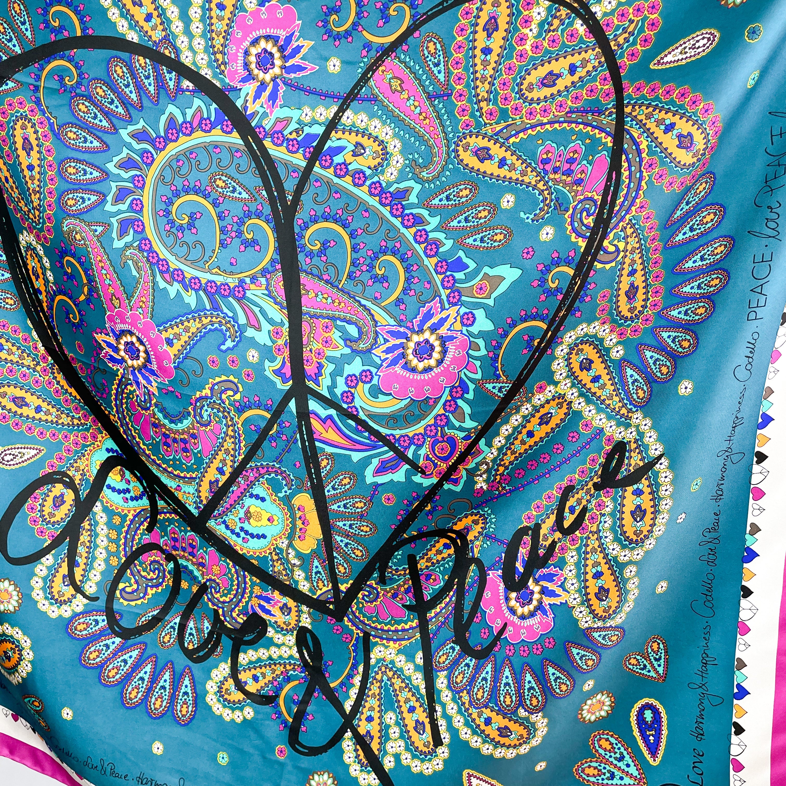 Codello Love and Happiness Design Large Silk Scarf