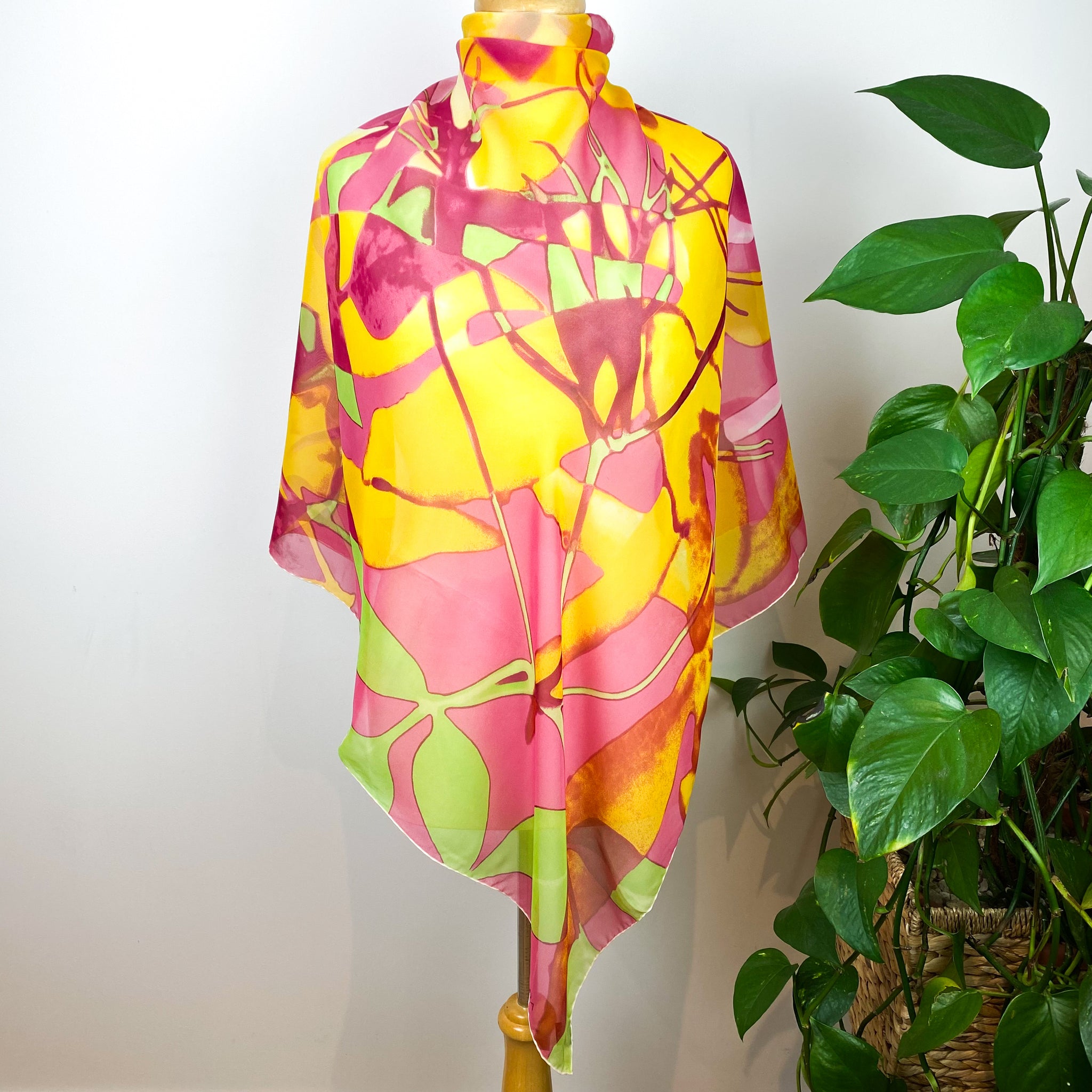 Escada Abstract Chiffon Designer Silk Scarf
