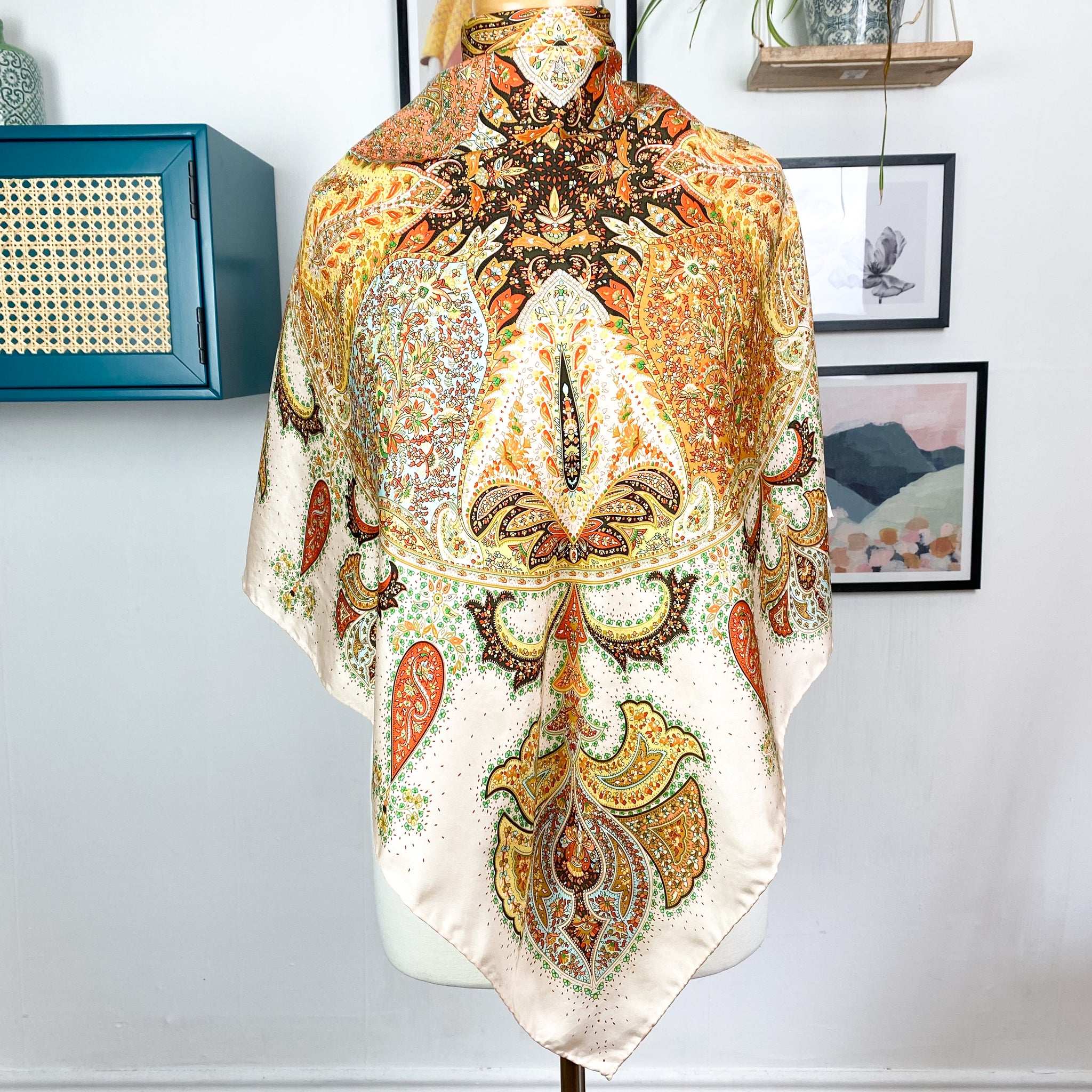 Codello Paisley Large Italian Vintage Silk Scarf
