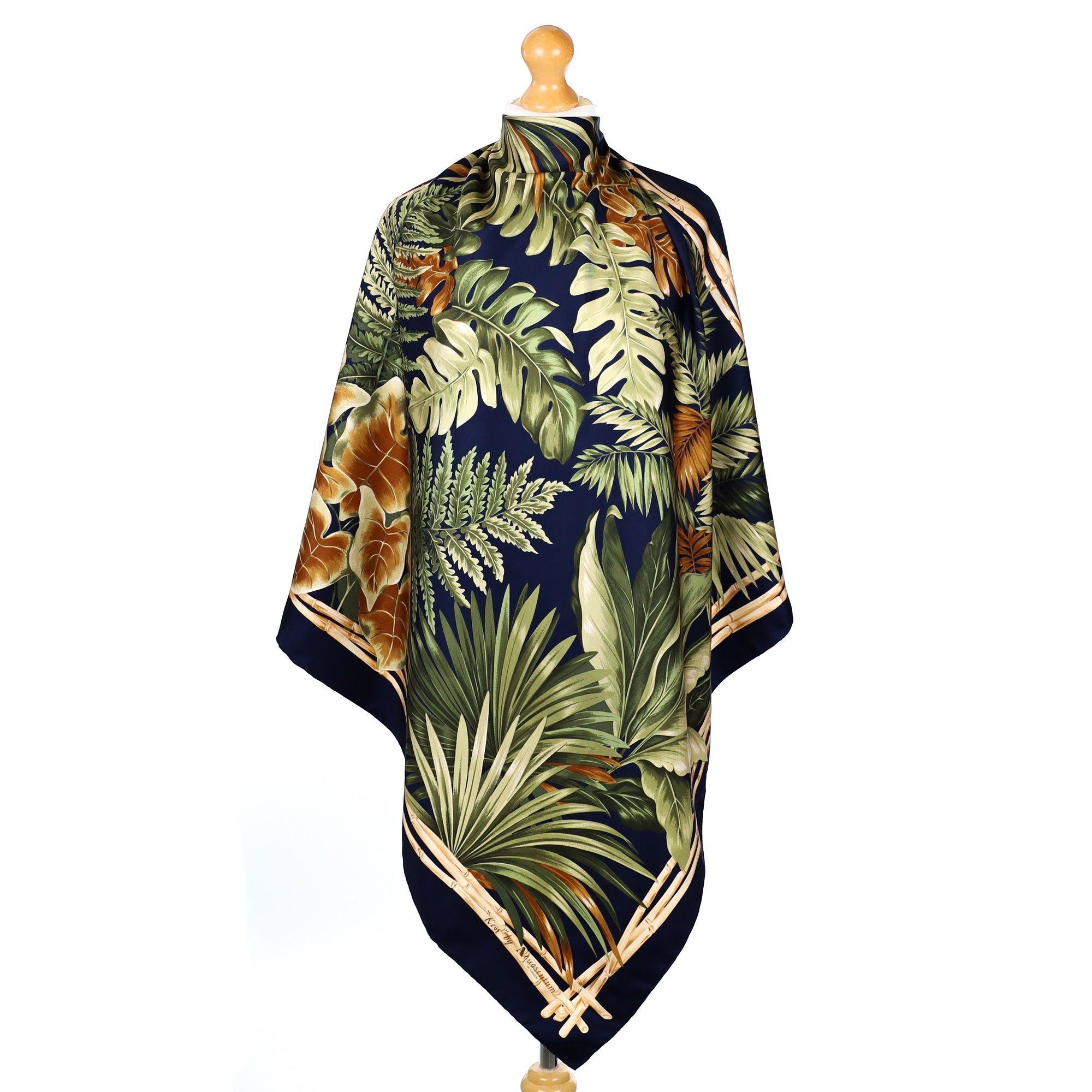 Aquascutum Tropical Leaf Silk Scarf