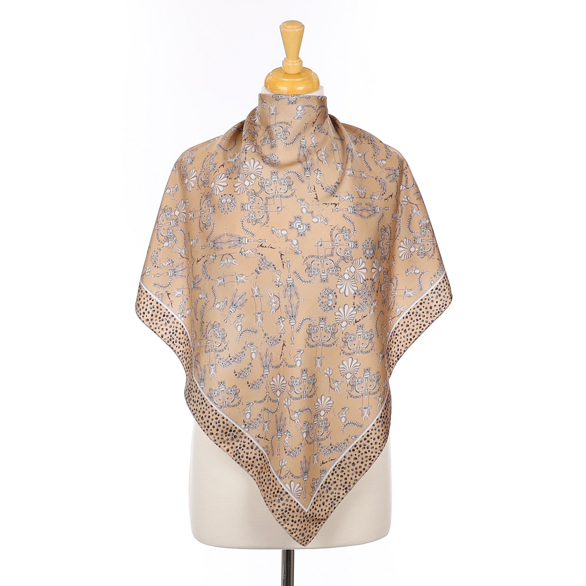 Marc Cain Neutral Patterned Silk Scarf
