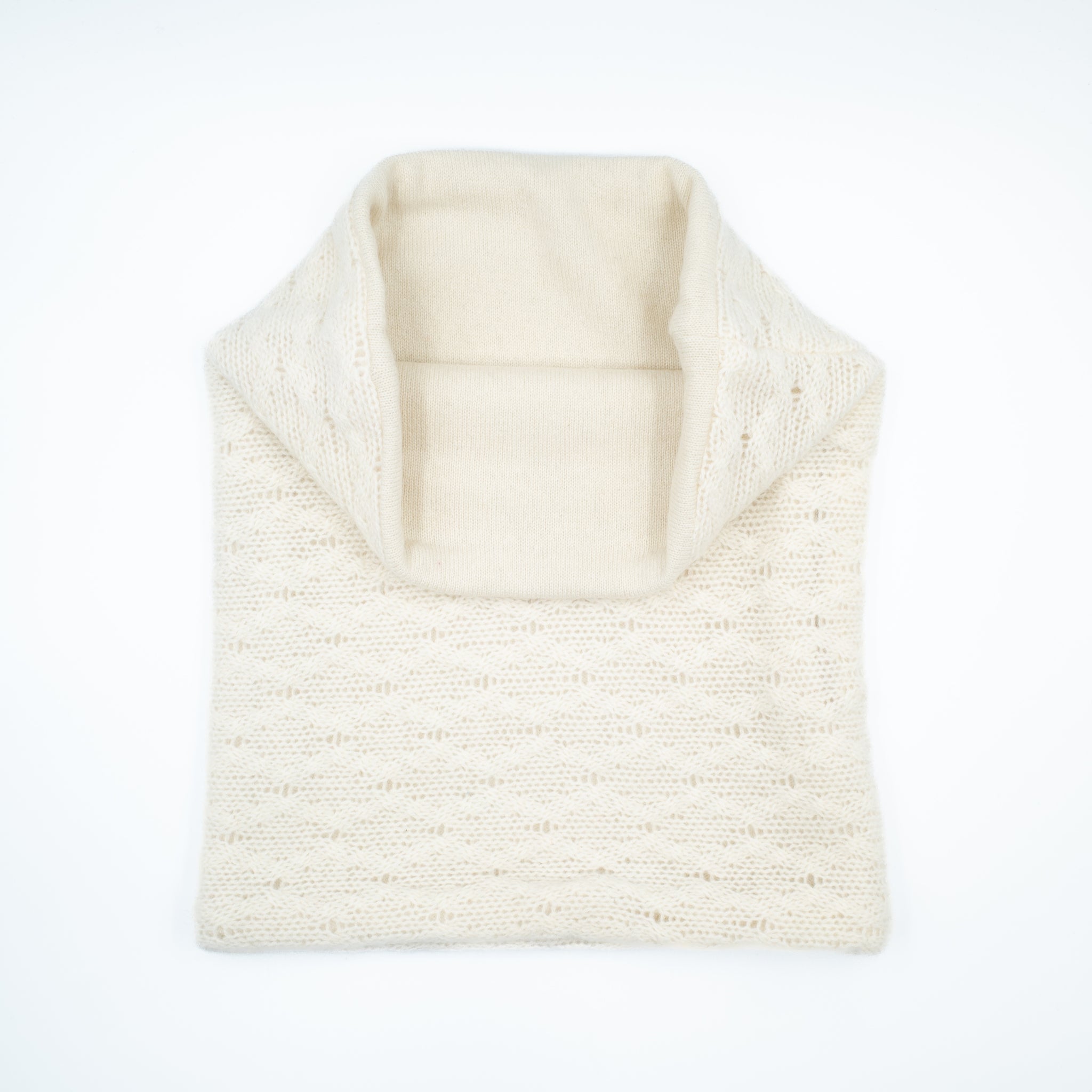 Cream Knitted Patterned Luxury Double Layered Snood
