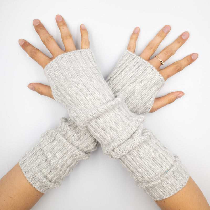 New Scottish Frost Grey Sparkly Fingerless Gloves Nearly New Cashmere Co