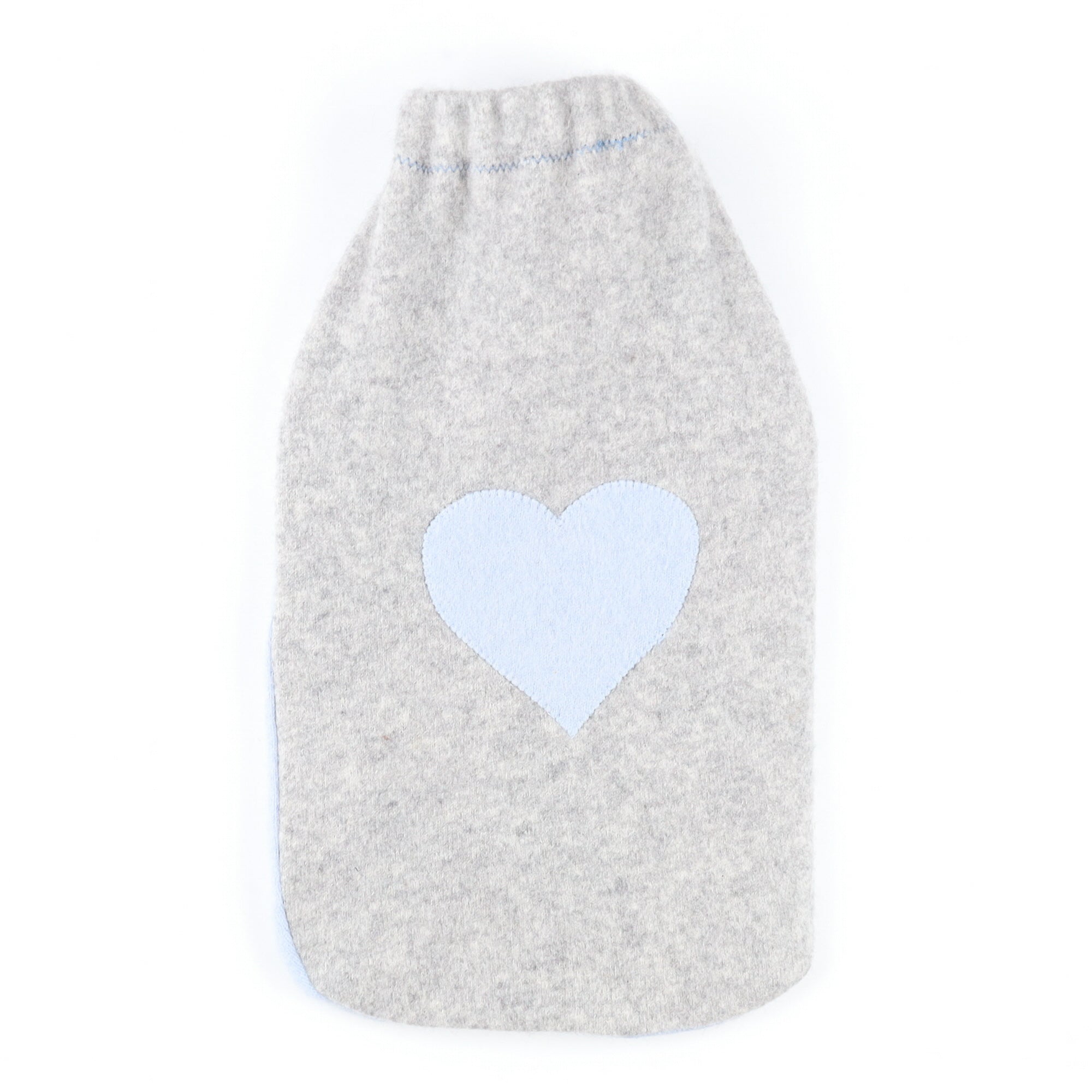 Smoke Grey and Powder Blue Heart Cashmere Large Hot Water Bottle