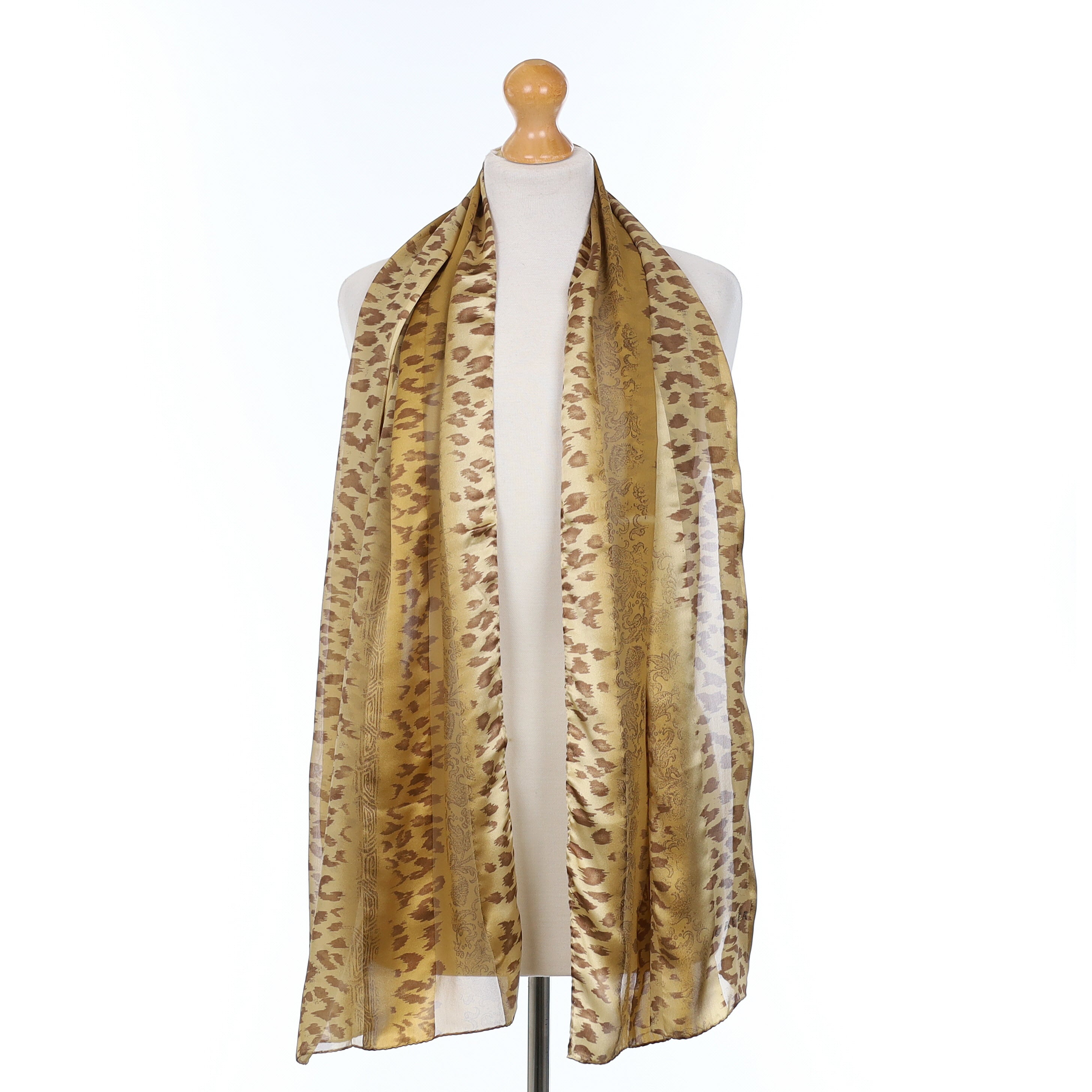 Jaeger Animal And Damask Print Vintage Silk Scarf