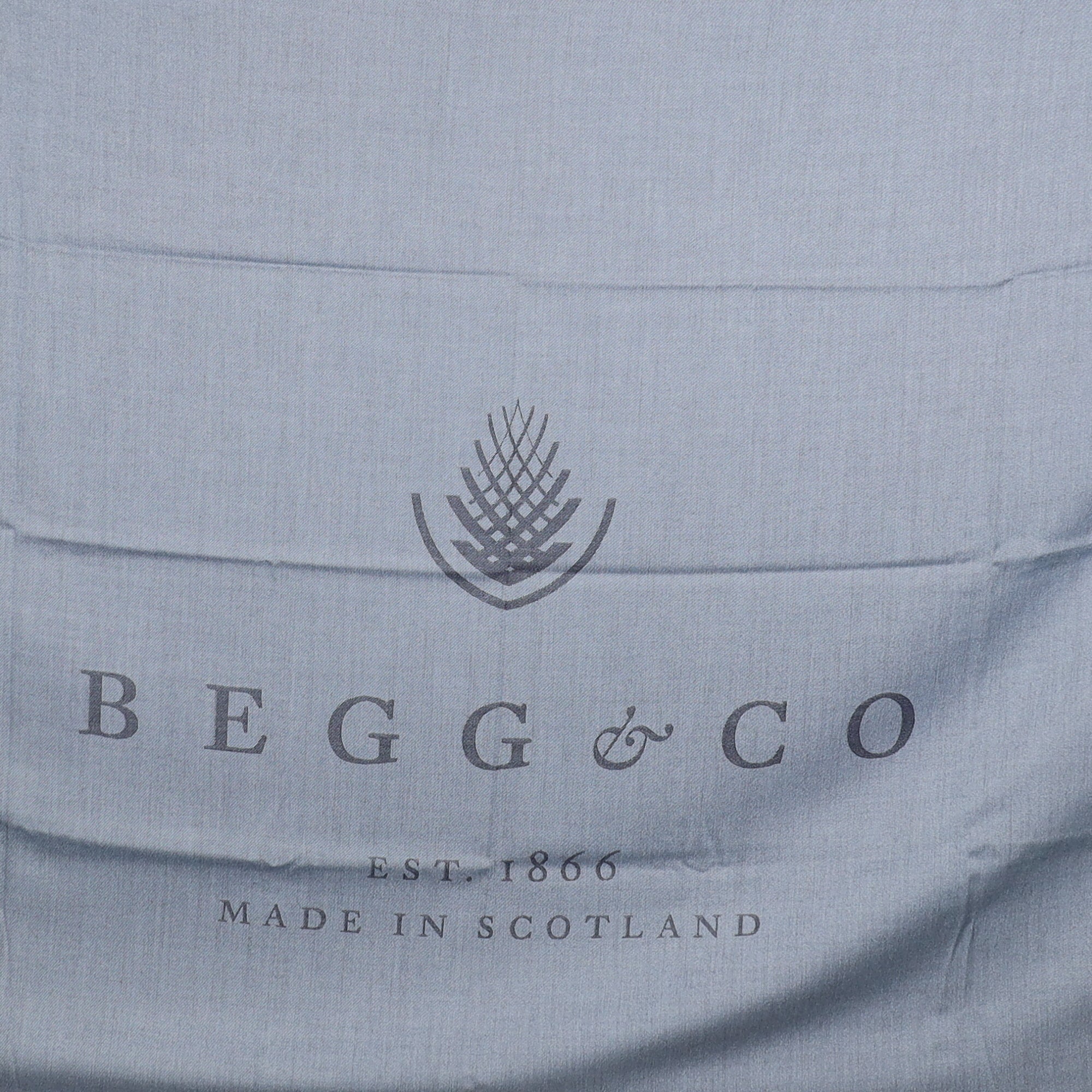 Scottish Begg & Co Denim Blue Fine Woven Cashmere and Silk Throw