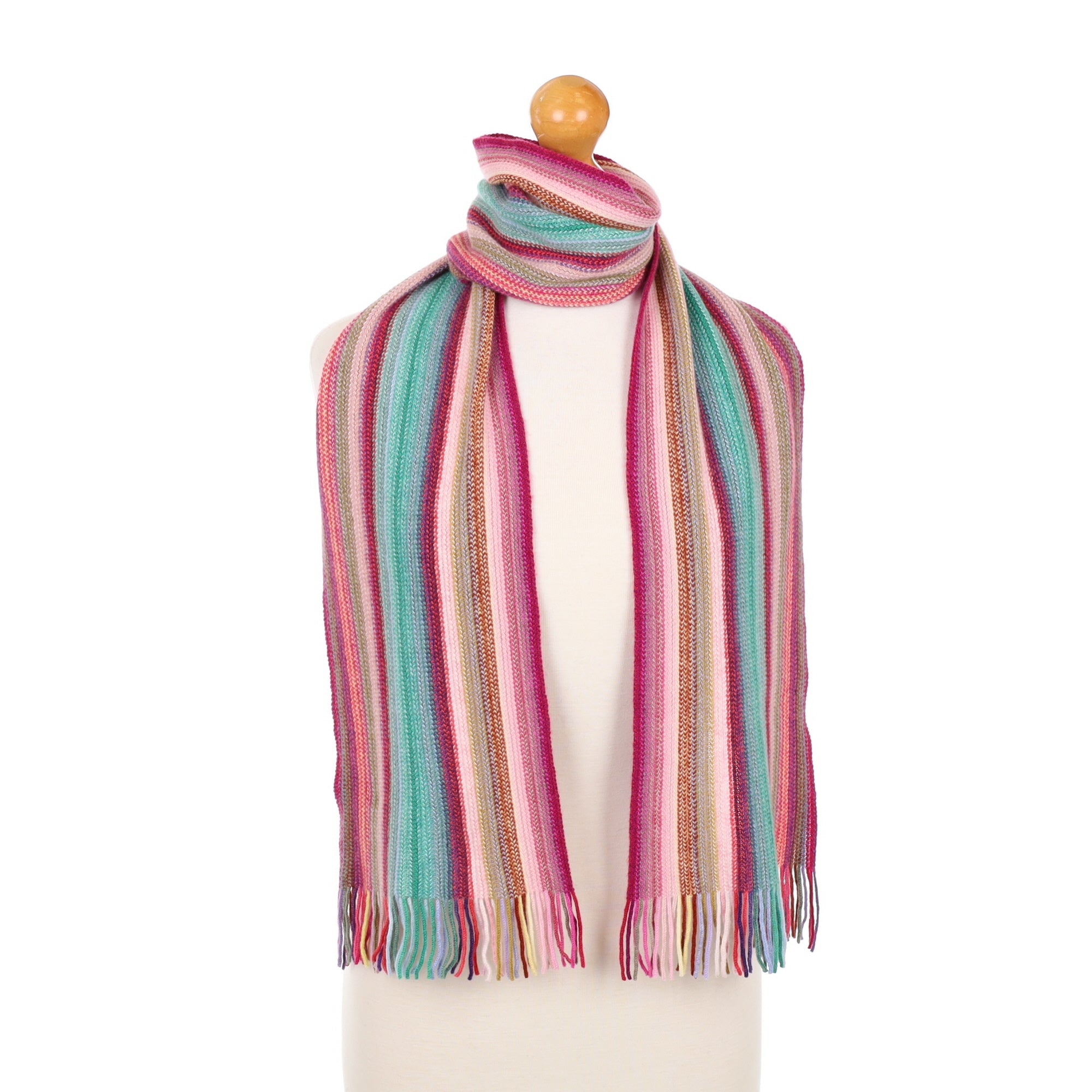 Brand New Scottish Pink Multicoloured Striped Scarf