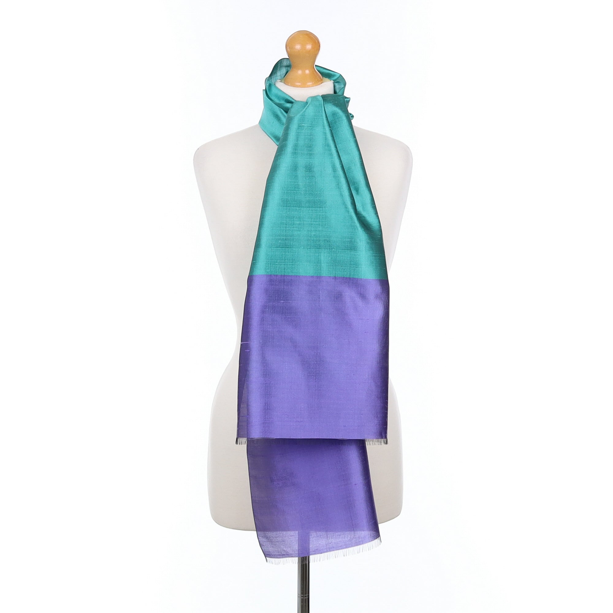 Unworn John Lewis Green and Purple Thai Silk Scarf