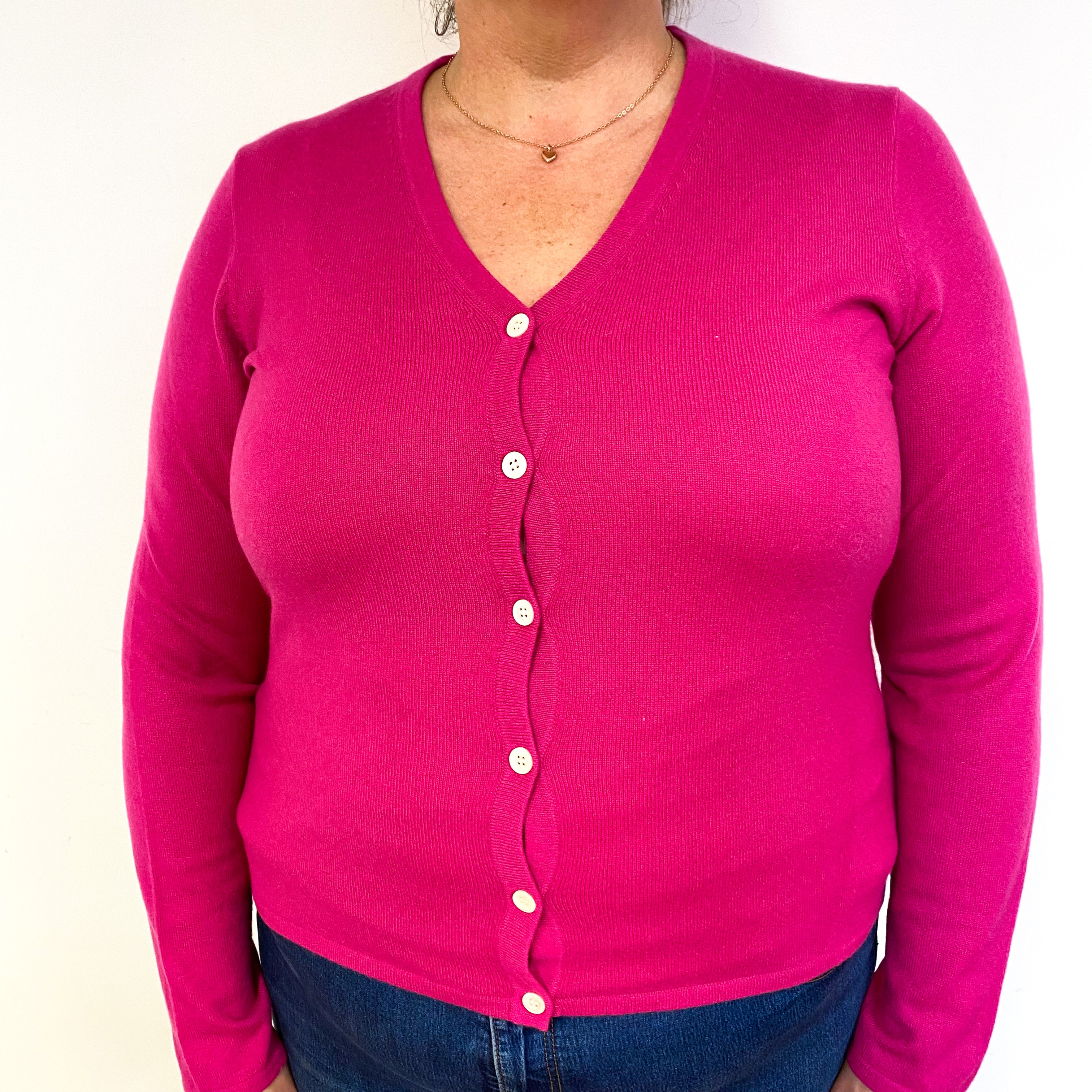 Fuchsia Pink Cashmere V-Neck Cardigan Extra Large – NEARLY NEW CASHMERE CO.