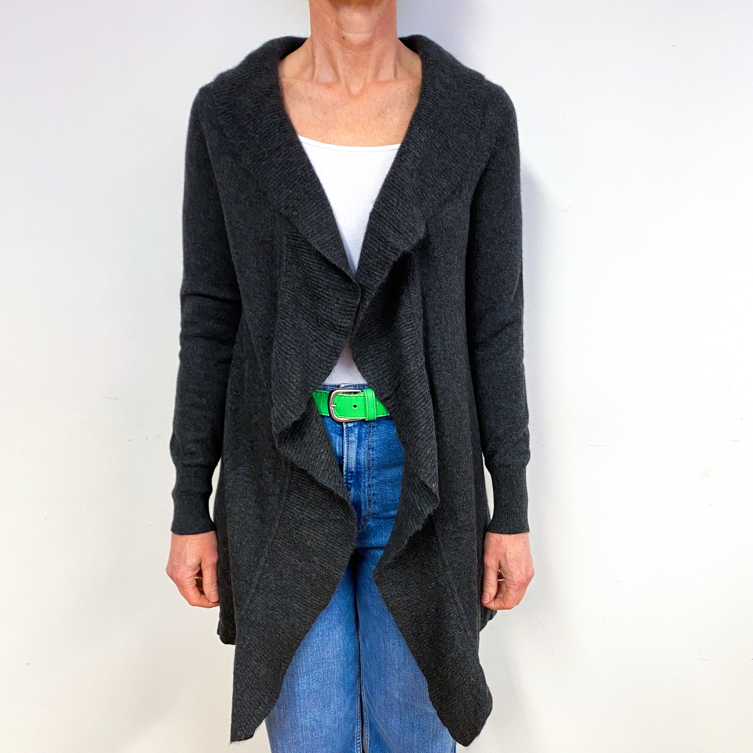 Charcoal Grey Longline Cashmere Waterfall Cardigan Medium – NEARLY NEW ...