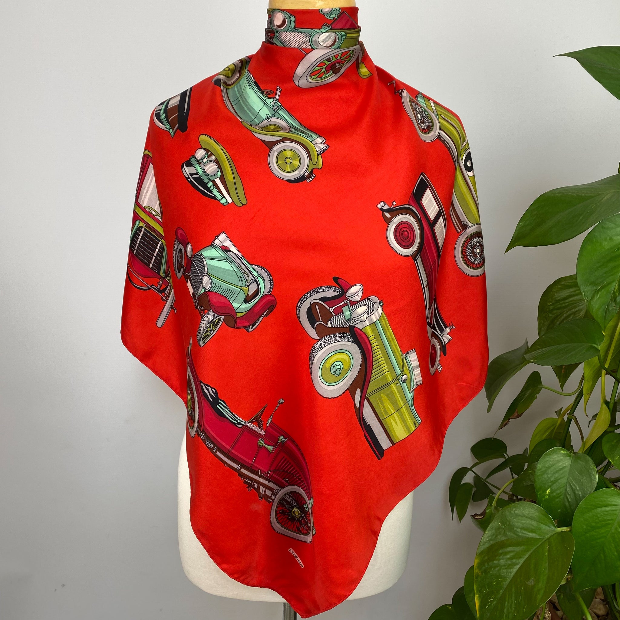 1960s Kreier Classic Car Vintage Silk Scarf