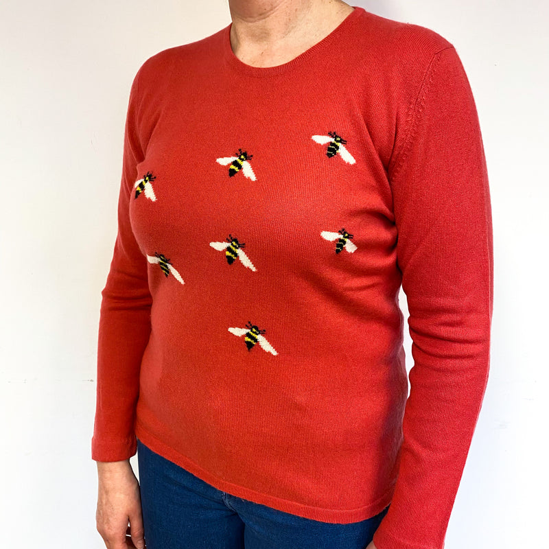 Scarlet Red Bumble Bee Cashmere Crew Neck Jumper Large – NEARLY NEW ...