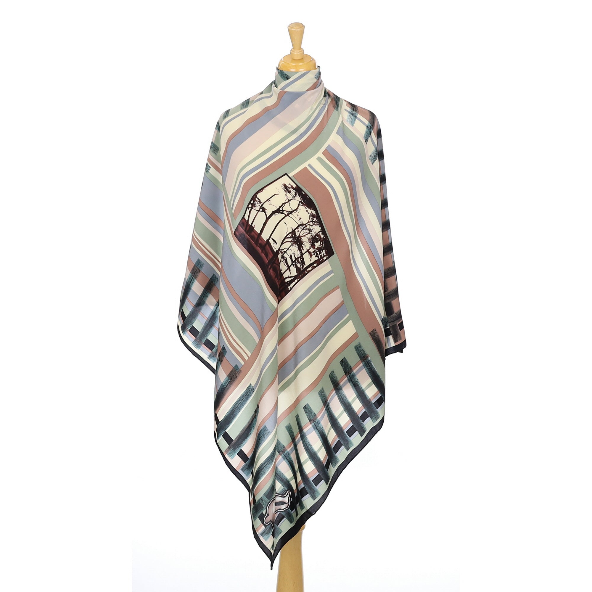 Timney Fowler Striped Abstract Silk Scarf