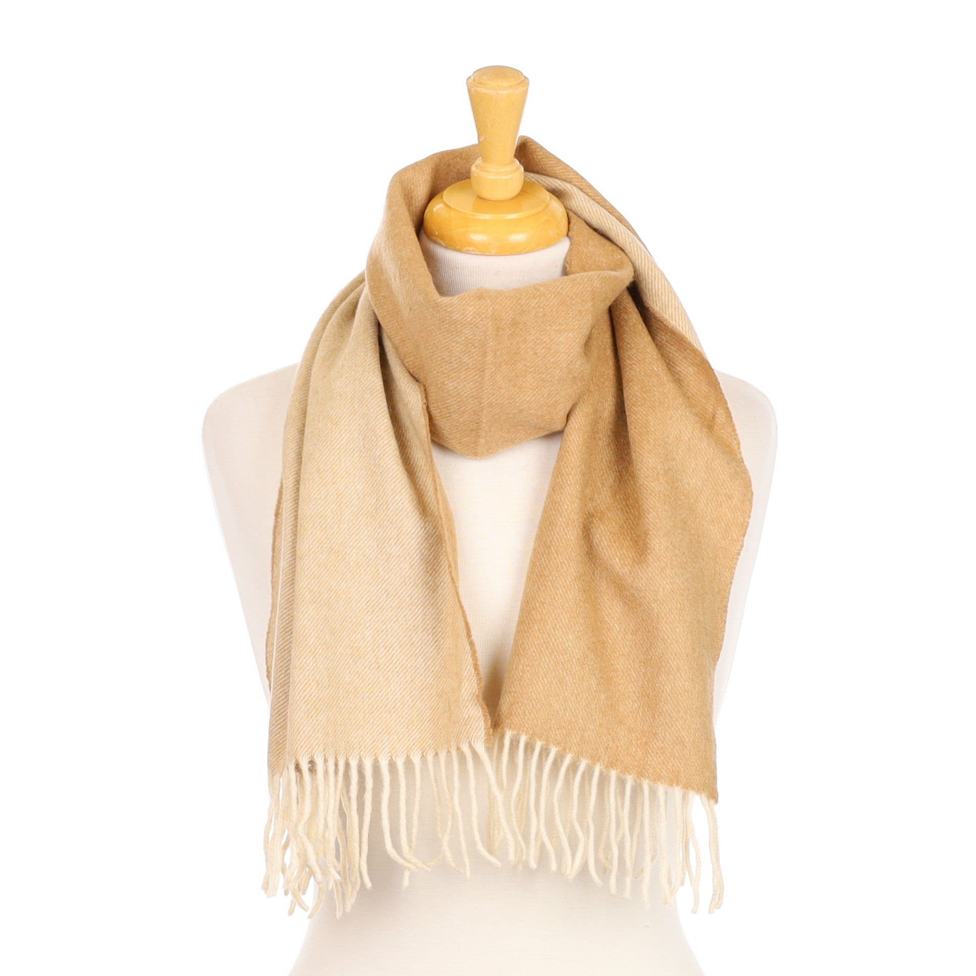 Caramel and Vanilla Reversible Cashmere Woven Scarf