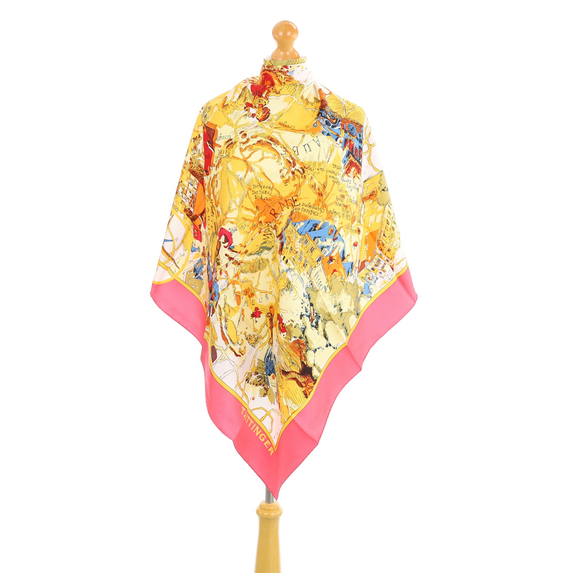 Brand New Boxed Taittinger Map Silk Scarf