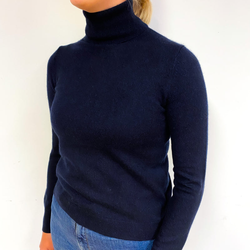 Dark Navy Blue Cashmere Polo Neck Jumper Small – NEARLY NEW CASHMERE CO.