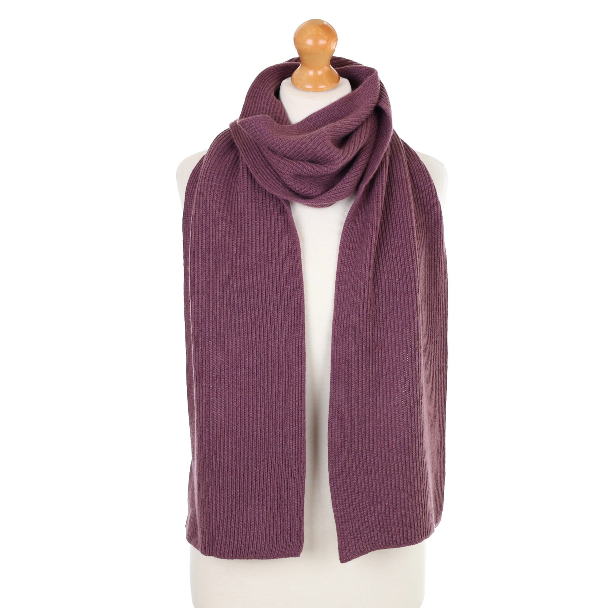 Brand New Scottish Dusty Purple Rib Cashmere Scarf