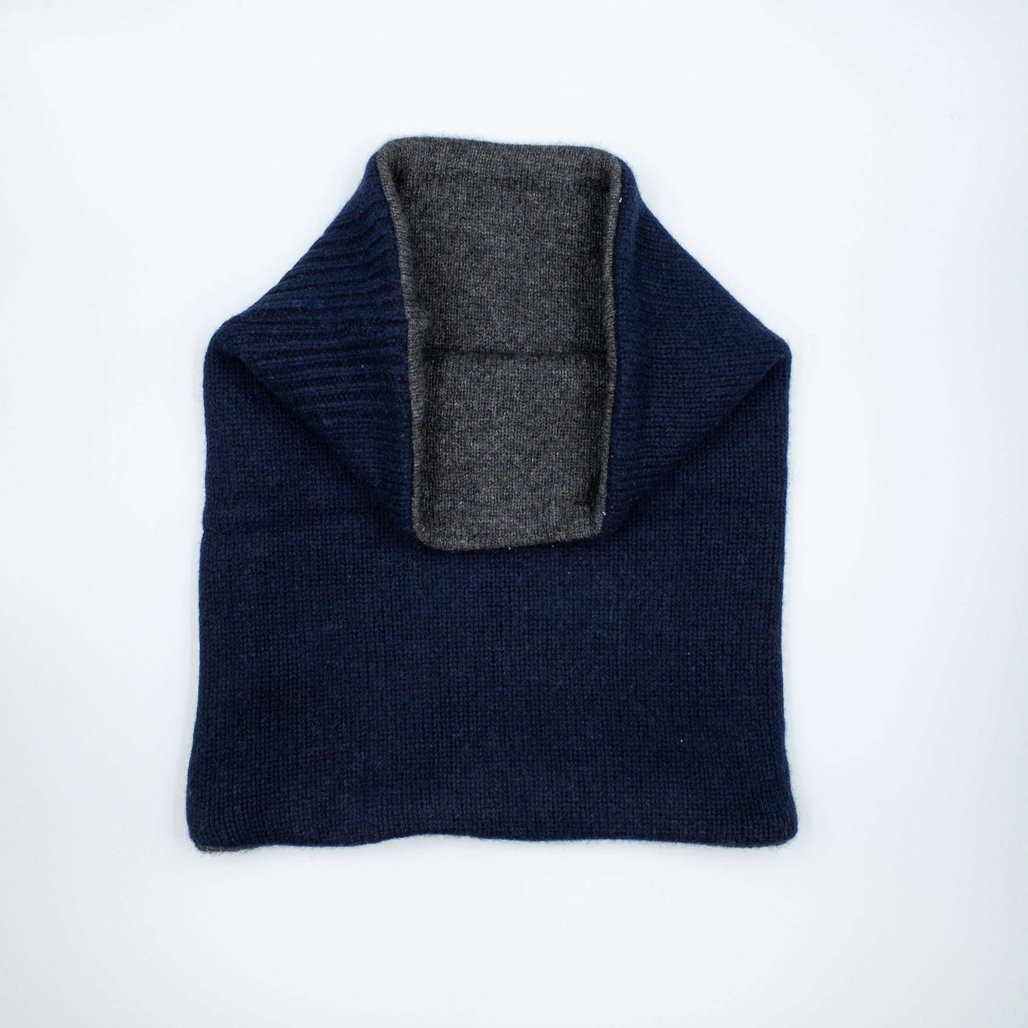 Chunky Navy and Grey Luxury Double Layered Snood