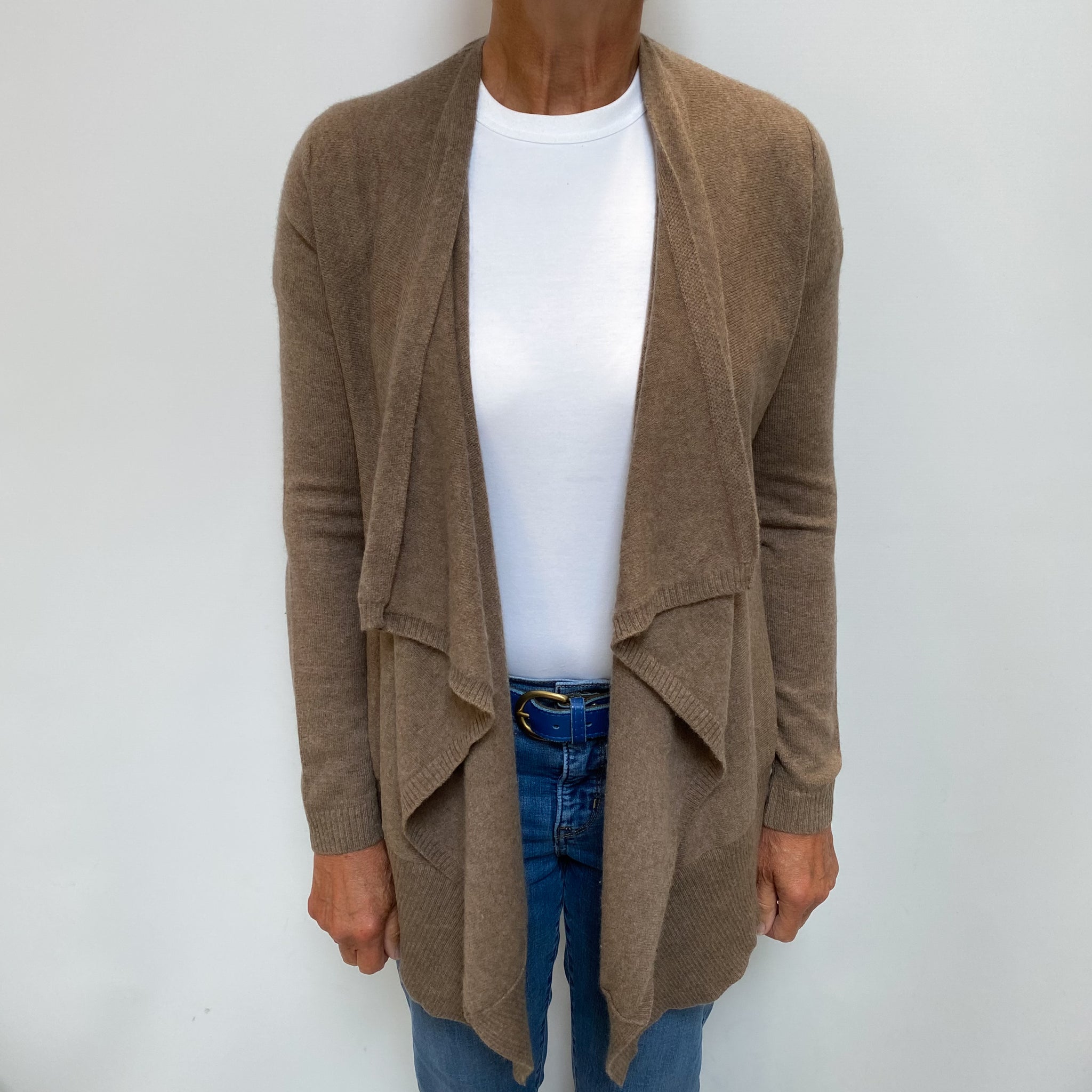 Donkey Brown Cashmere Waterfall Cardigan Medium