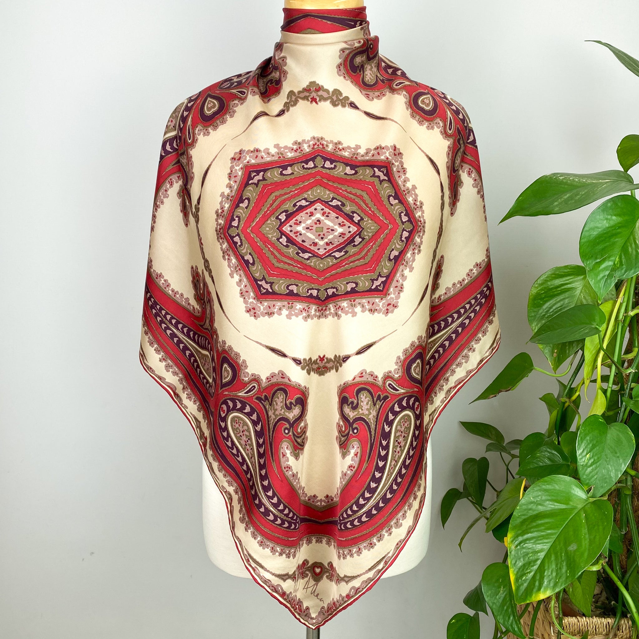 1970s Richard Allan Paisley Vintage Silk Scarf