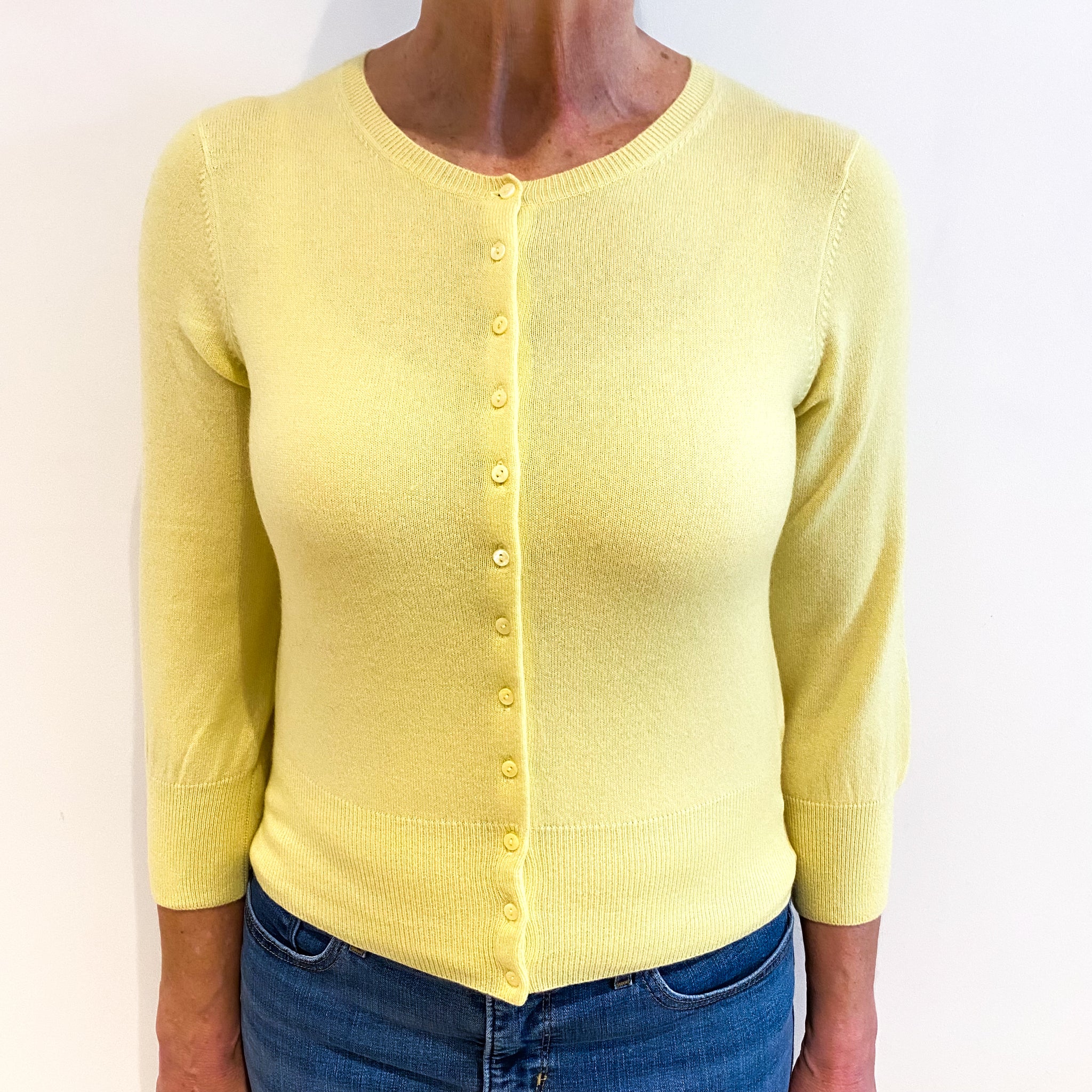 Lemon Yellow Cashmere Cardigan Medium