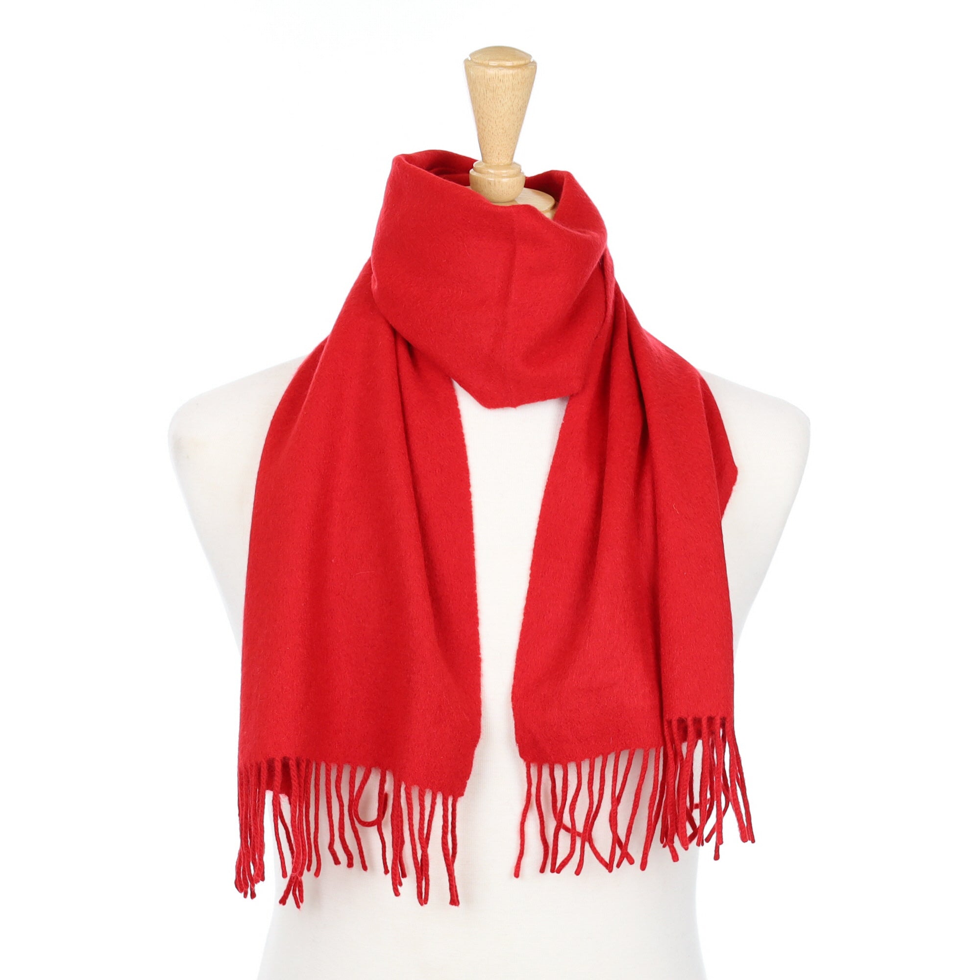 Scarlett Red Fringed Cashmere Woven Scarf