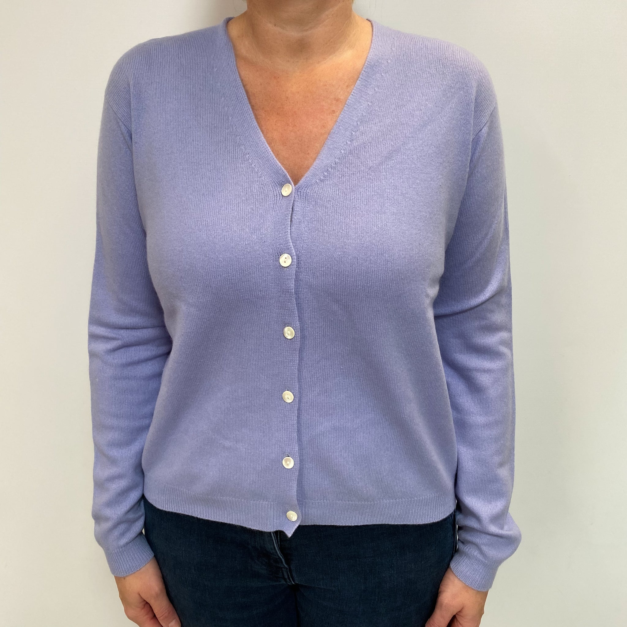 Periwinkle Blue Cashmere V-Neck Cardigan Large