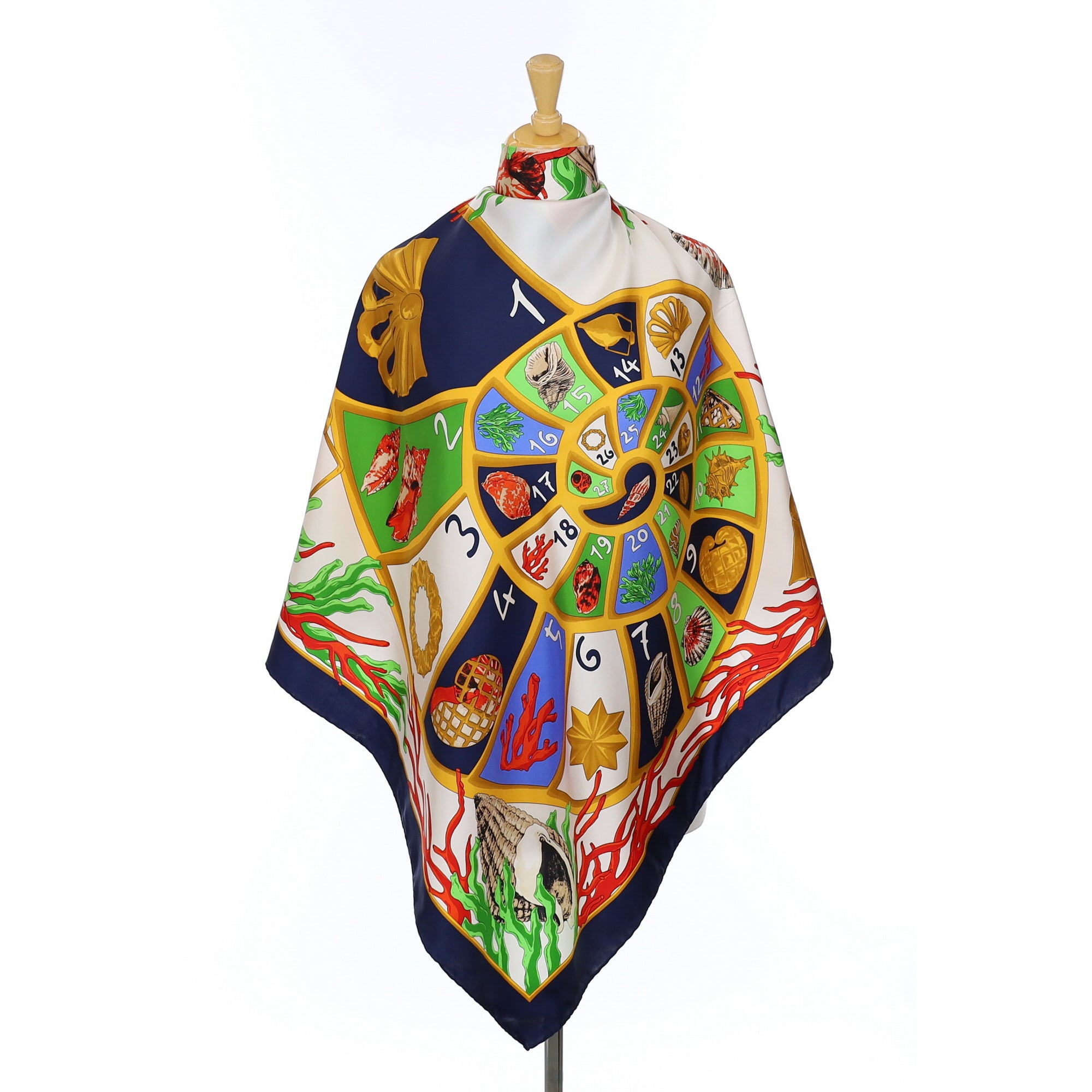 Rochas Shell Themed Colourful Silk Scarf