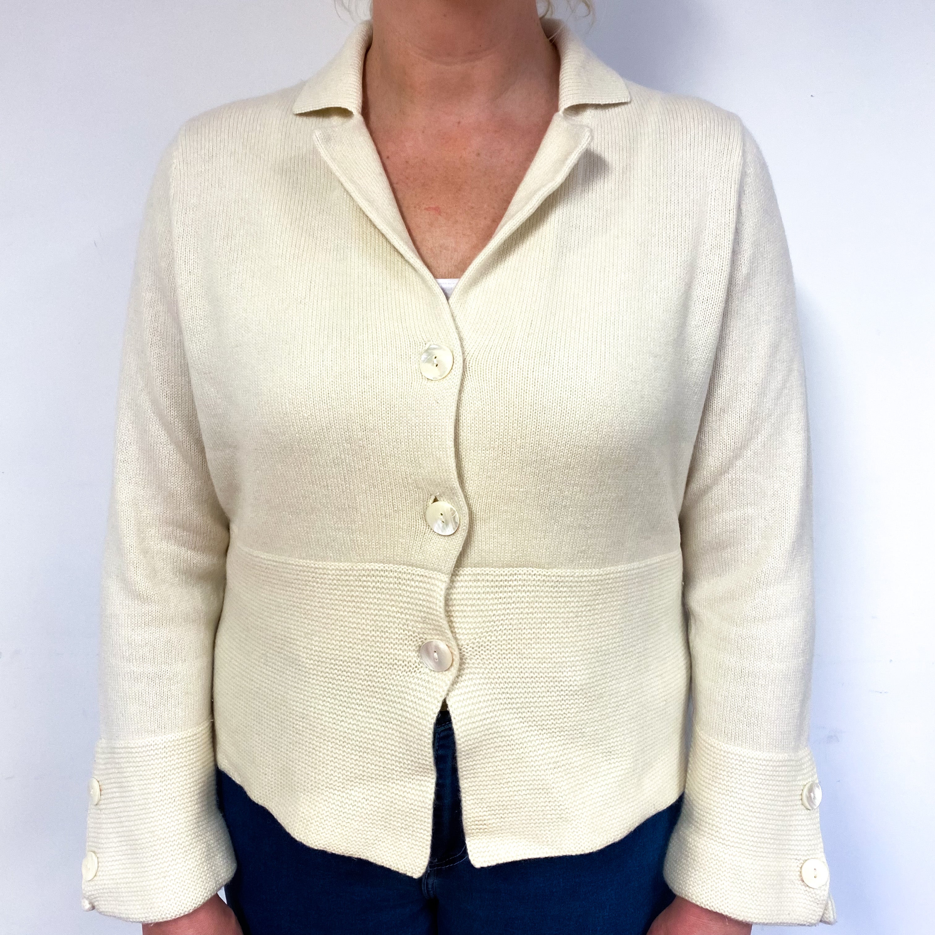 Cream Heavy Knit Cashmere Collared Cardigan Large – NEARLY NEW CASHMERE CO.