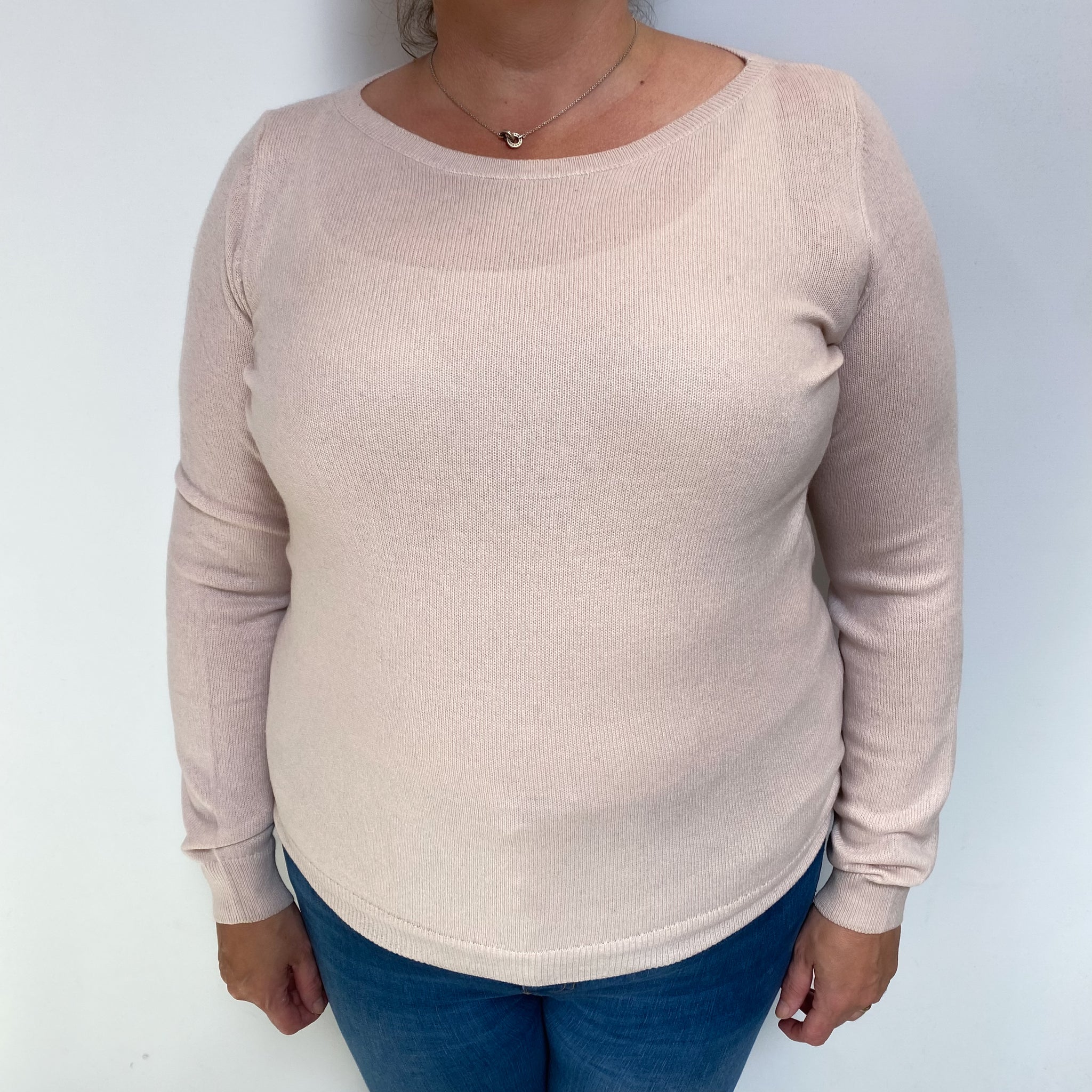 Shell Pink Cashmere Crew Neck Jumper Extra Large