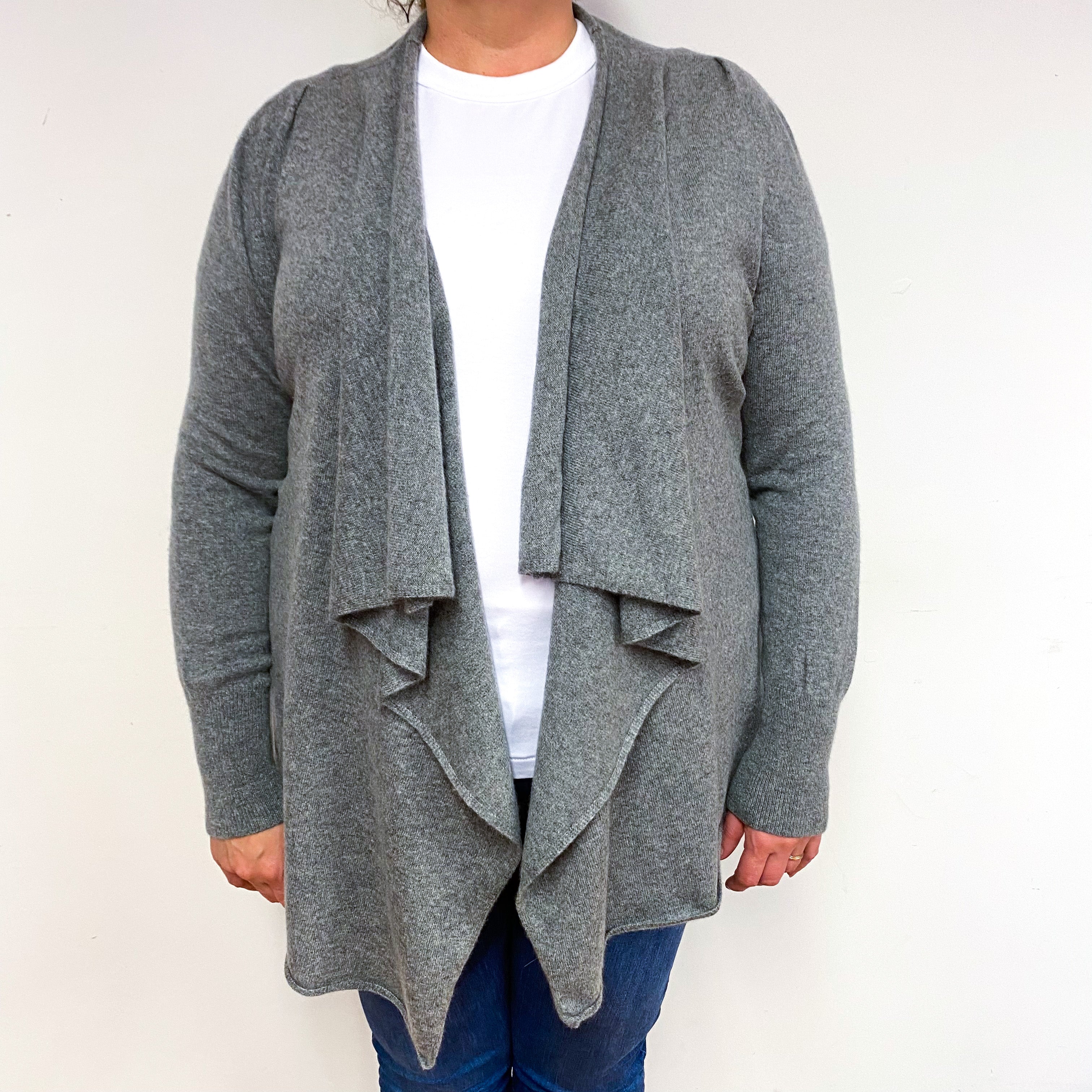 Steel Grey Cashmere Waterfall Cardigan Extra Large