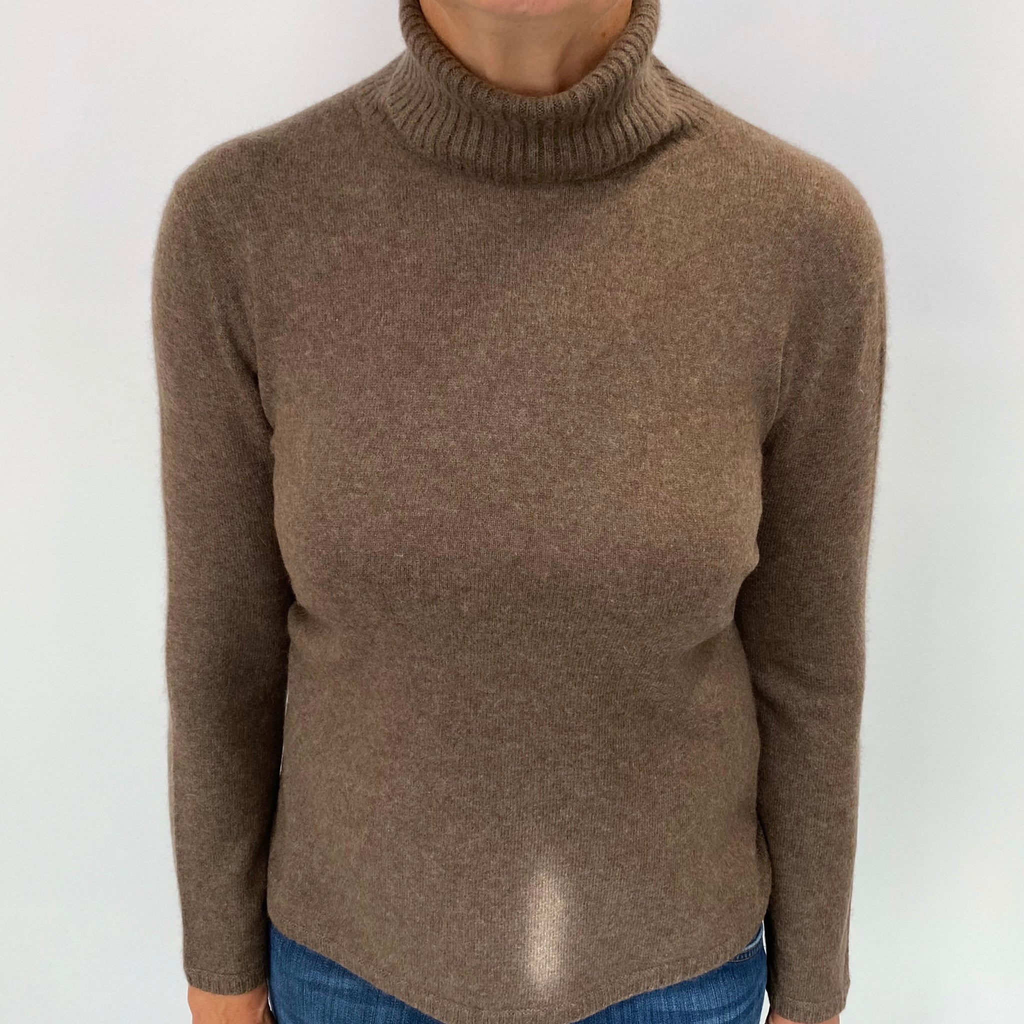Donkey Brown Cashmere Polo Neck Jumper Medium