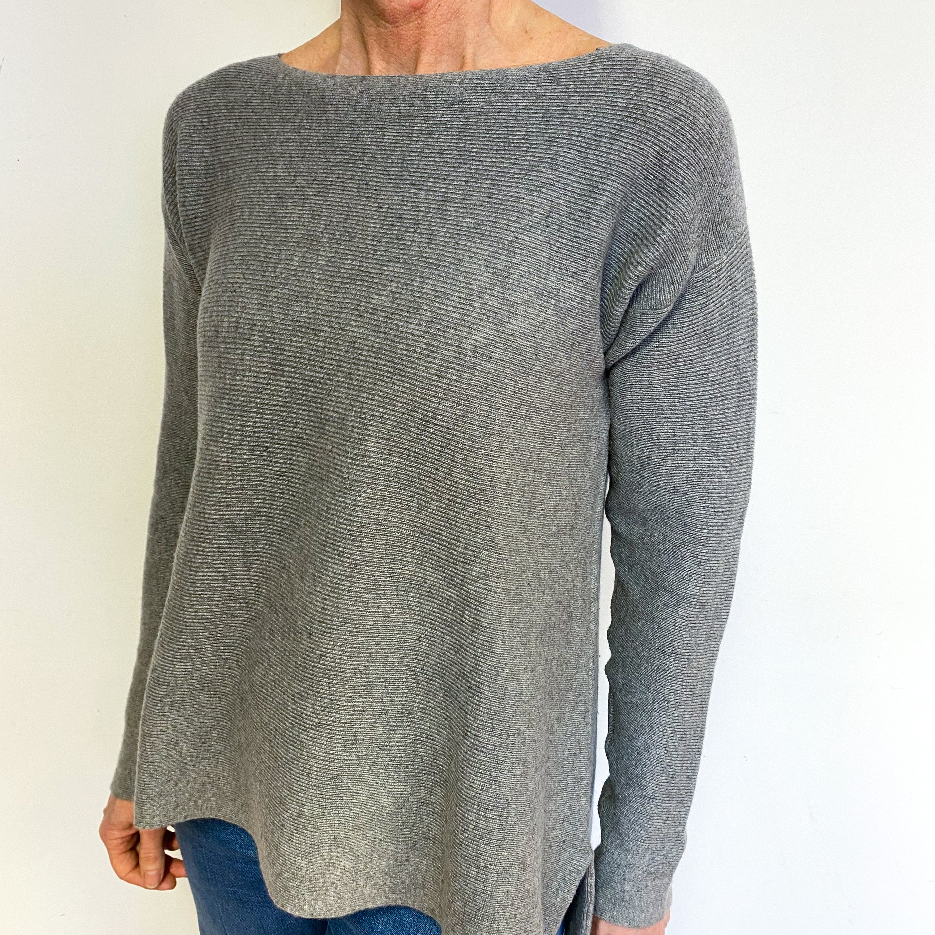 Ash Grey Cashmere Crew Neck Jumper Medium