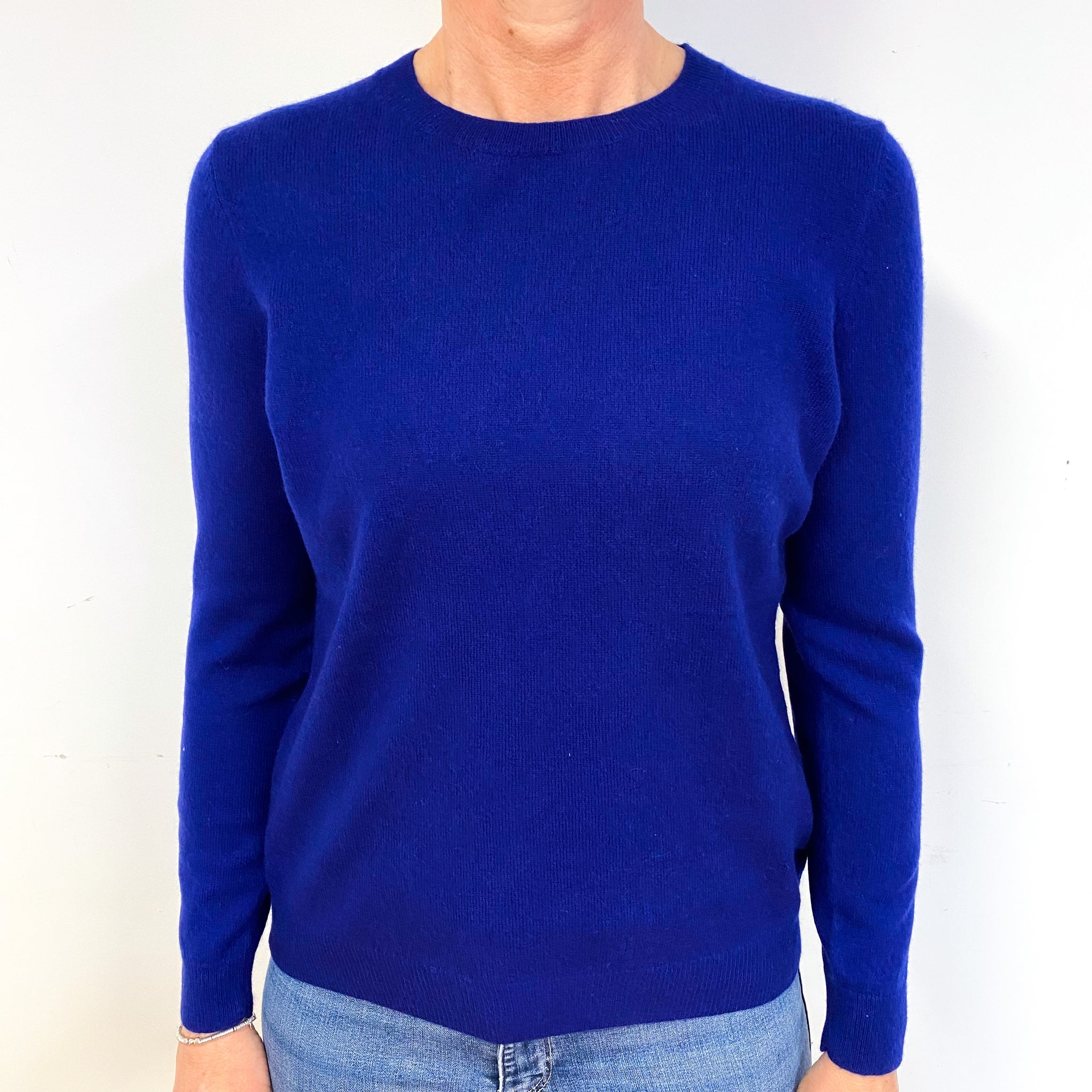 Royal Blue Cashmere Crew Neck Jumper Medium Petite