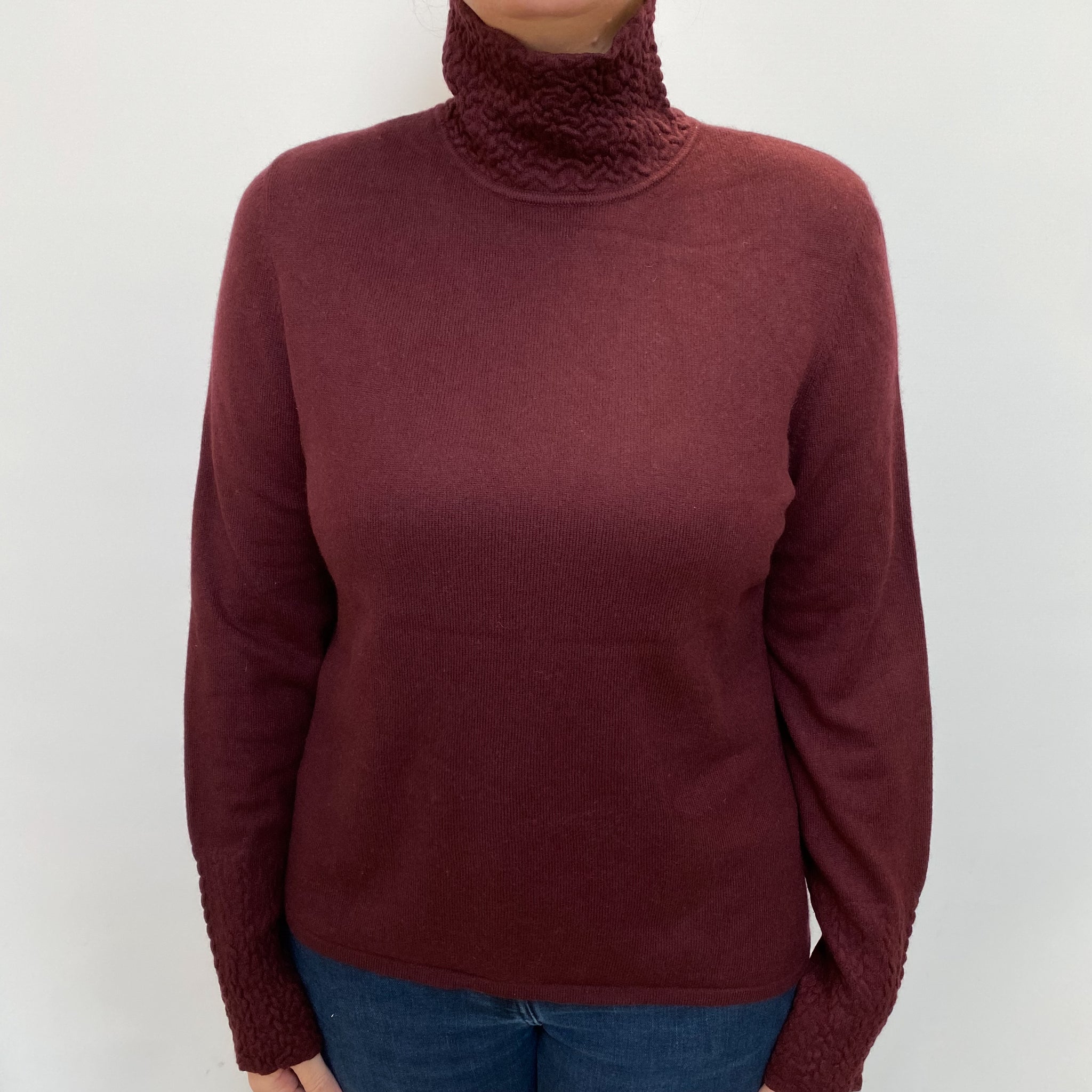 Port Red Cashmere Turtle Neck Jumper Large