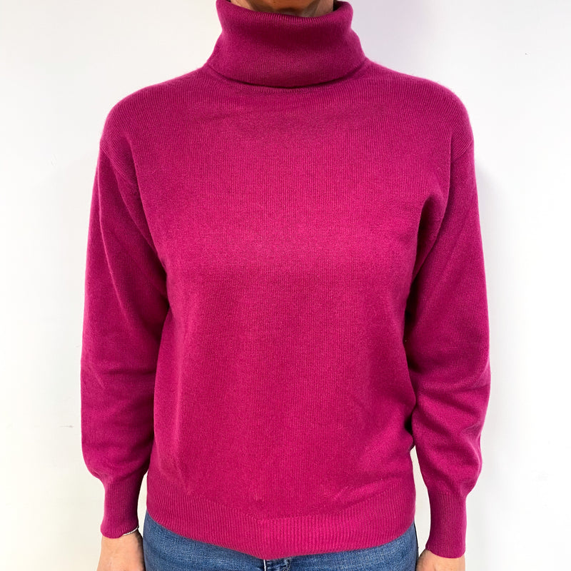 Fuchsia Pink Cashmere Polo Neck Jumper Medium – NEARLY NEW CASHMERE CO.