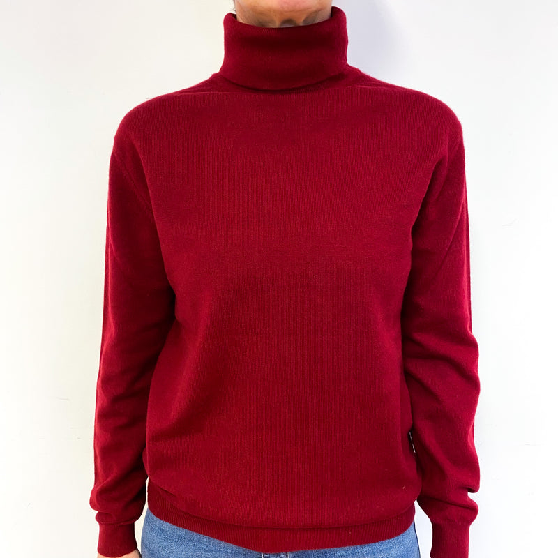 Crimson Red Cashmere Polo Neck Jumper Medium – NEARLY NEW CASHMERE CO.