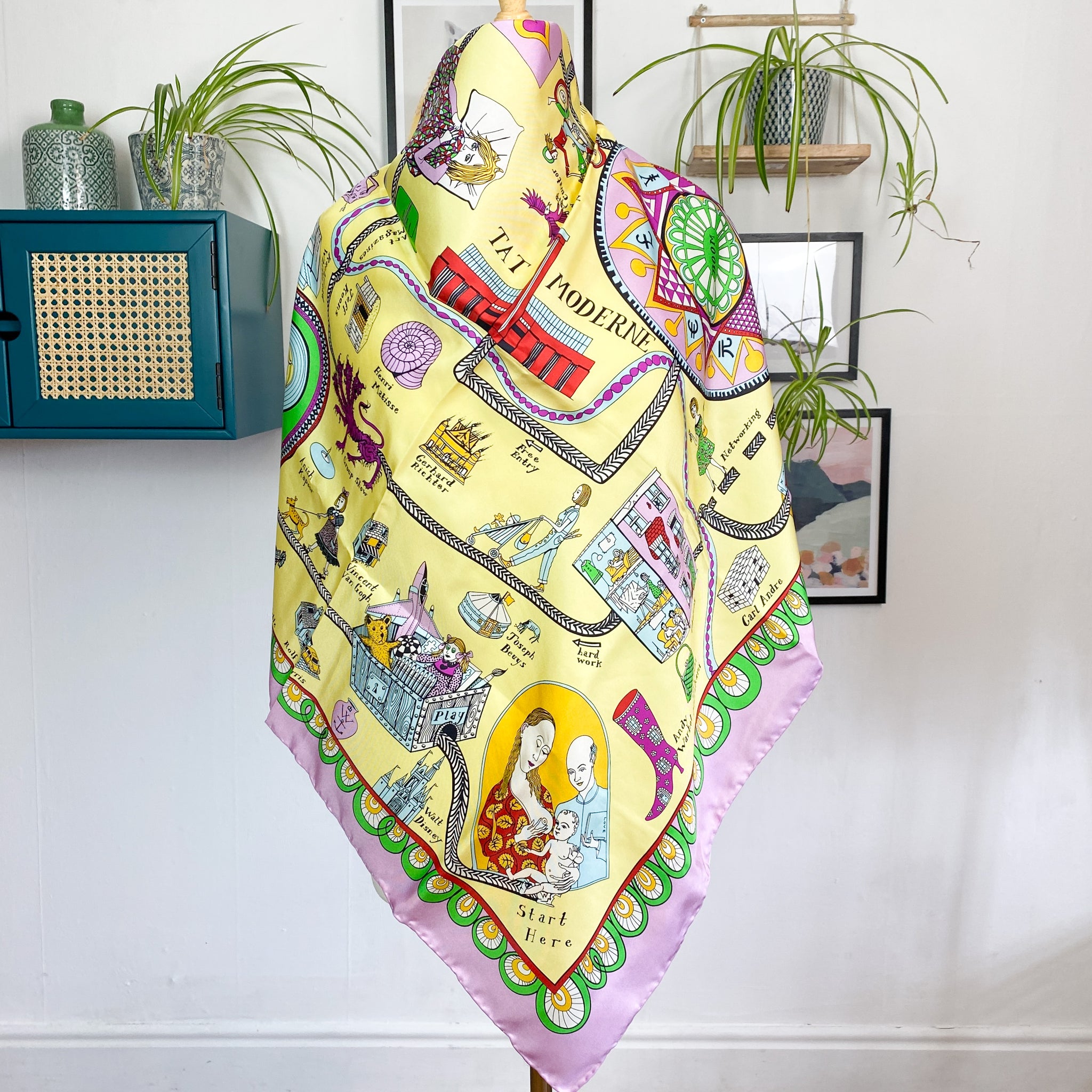 New Grayson Perry Tate Artist Map Designer Silk Scarf