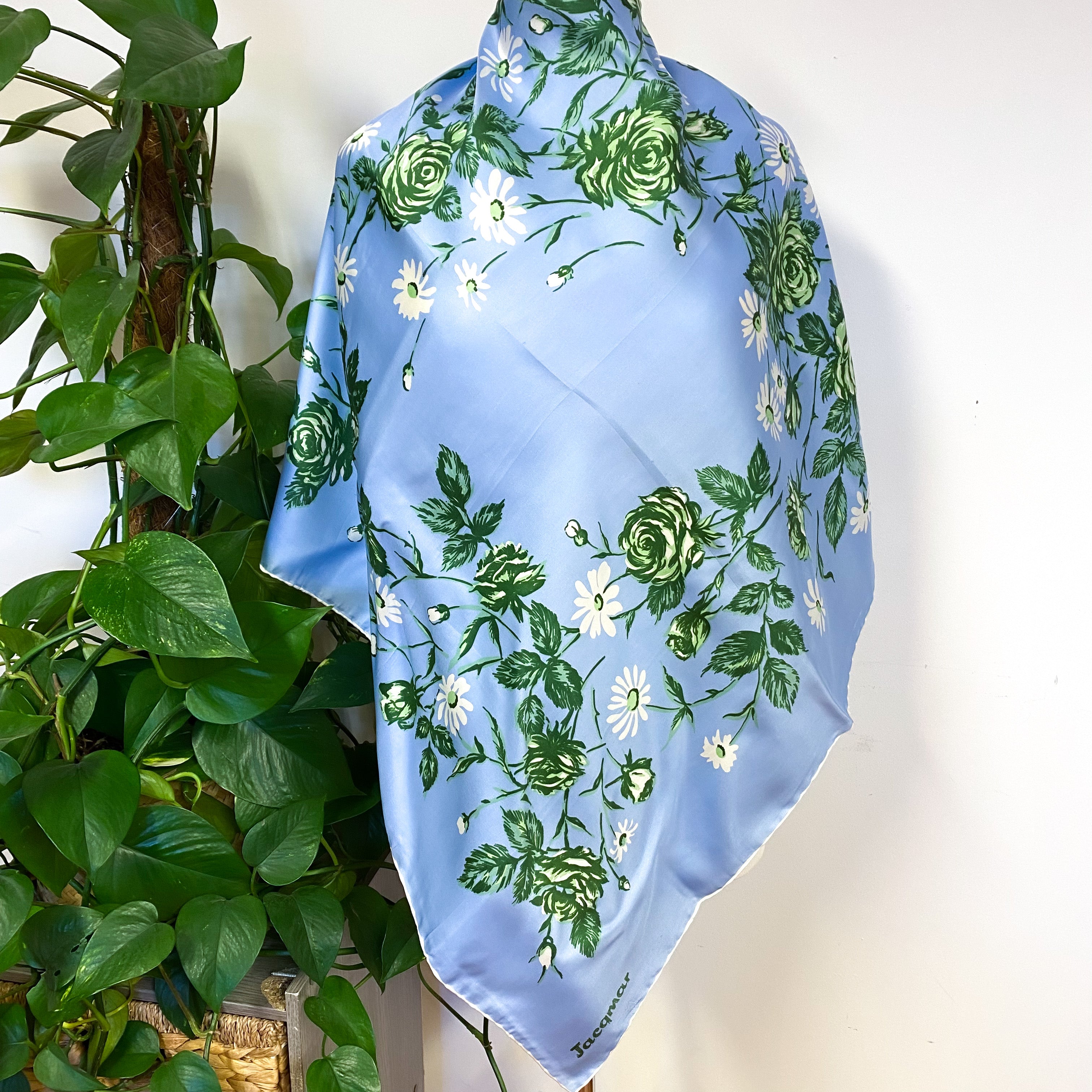 Jacqmar 1970s Floral Vintage Silk Scarf