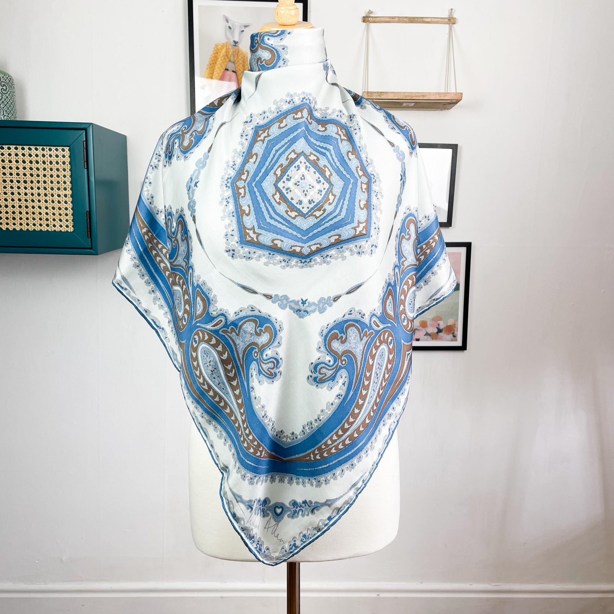 1970s Richard Allan Paisley Vintage Silk Scarf