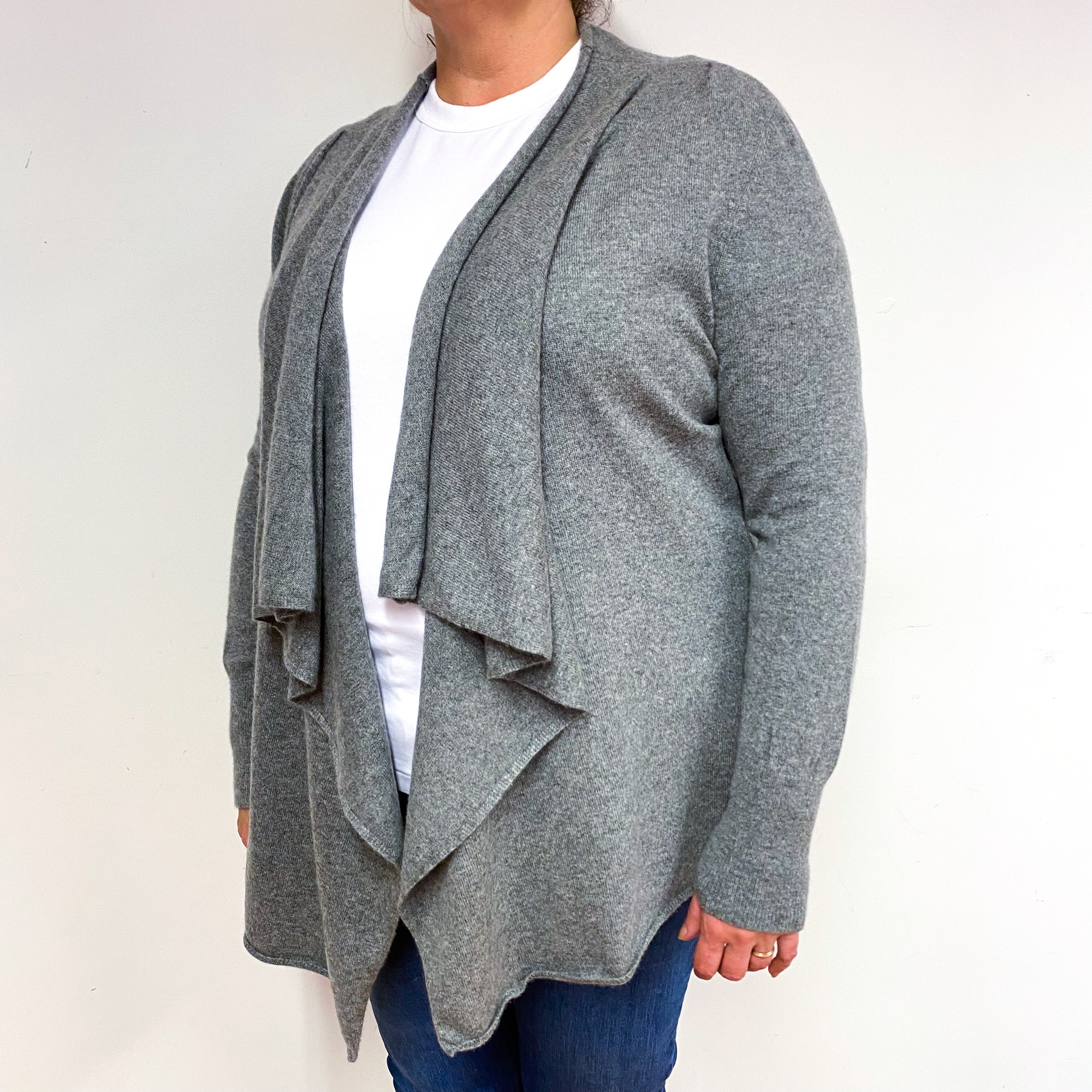 Steel Grey Cashmere Waterfall Cardigan Extra Large