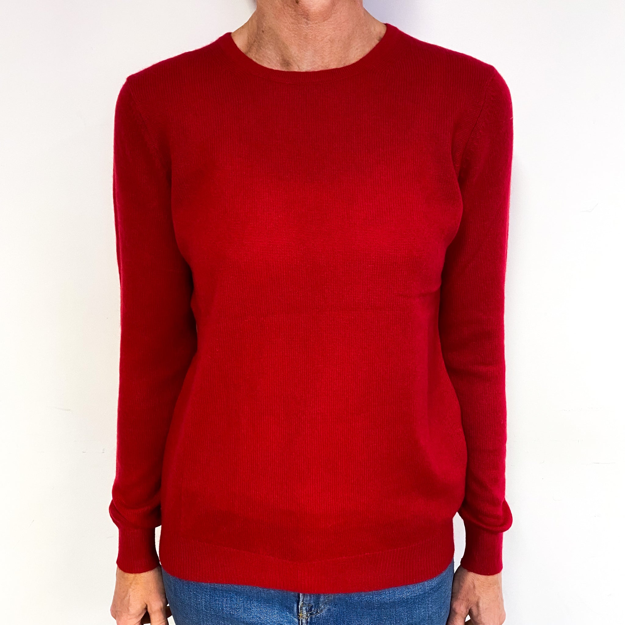 Post Box Red Cashmere Crew Neck Jumper Medium