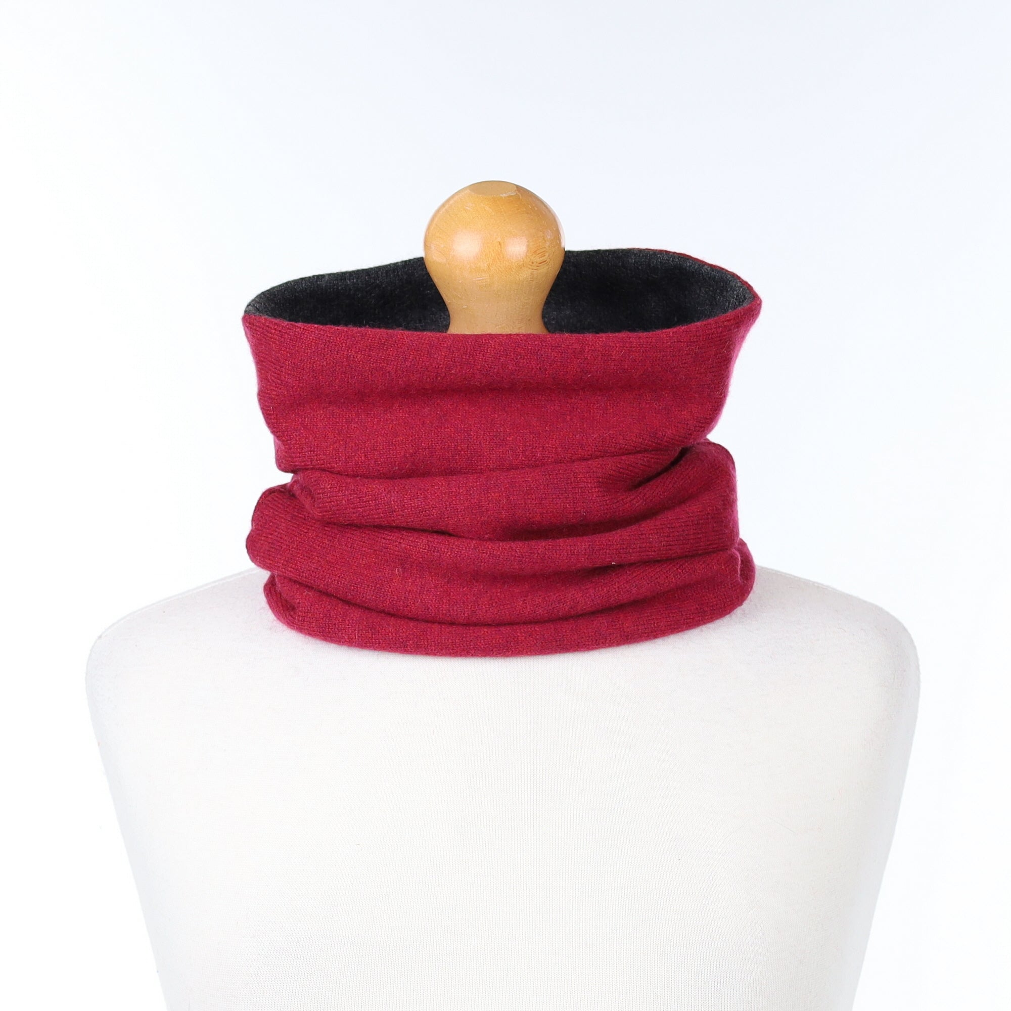 Cherry Pink and Charcoal Grey Luxury Double Layered Snood