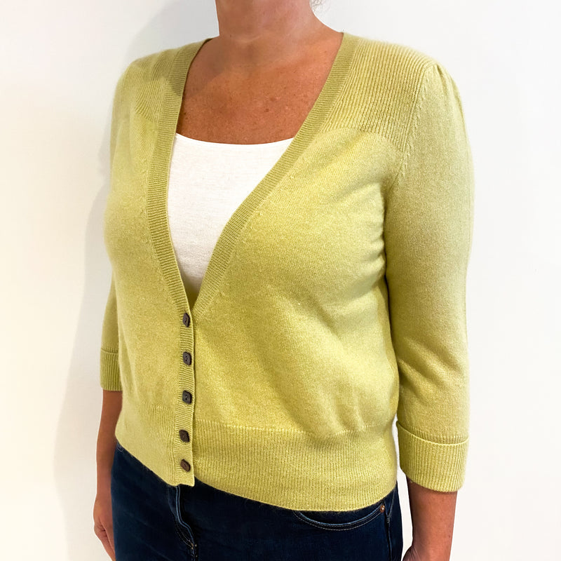 Lime Green Cashmere Deep V-Neck Cardigan Large – NEARLY NEW CASHMERE CO.